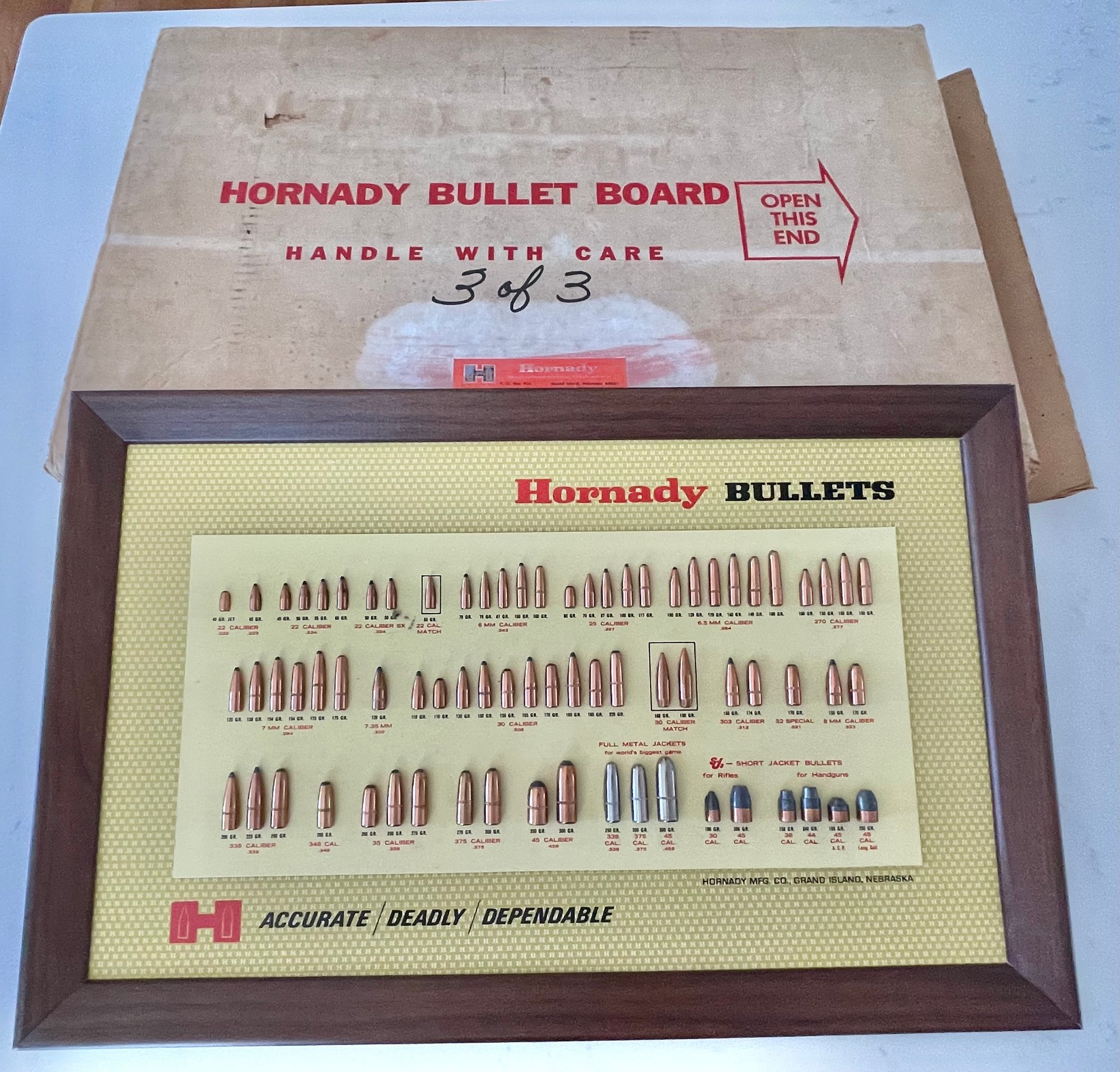 Vintage HORNADY Bullet Ammunition Display Board With Original Shipping ...