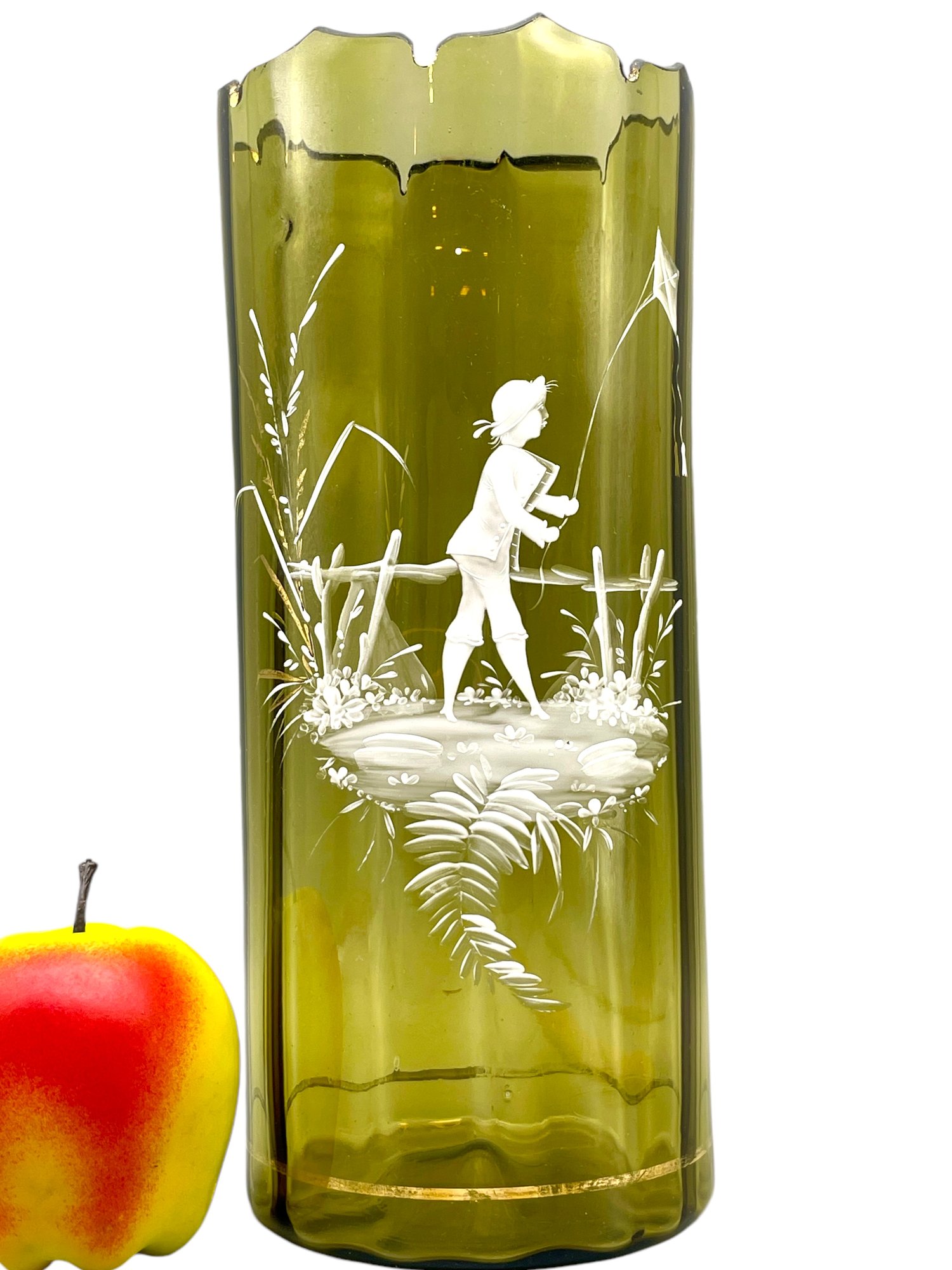 Antique Mary Gregory Glass Vase. Boy With A Kite. 11" (2) #1982683 ...