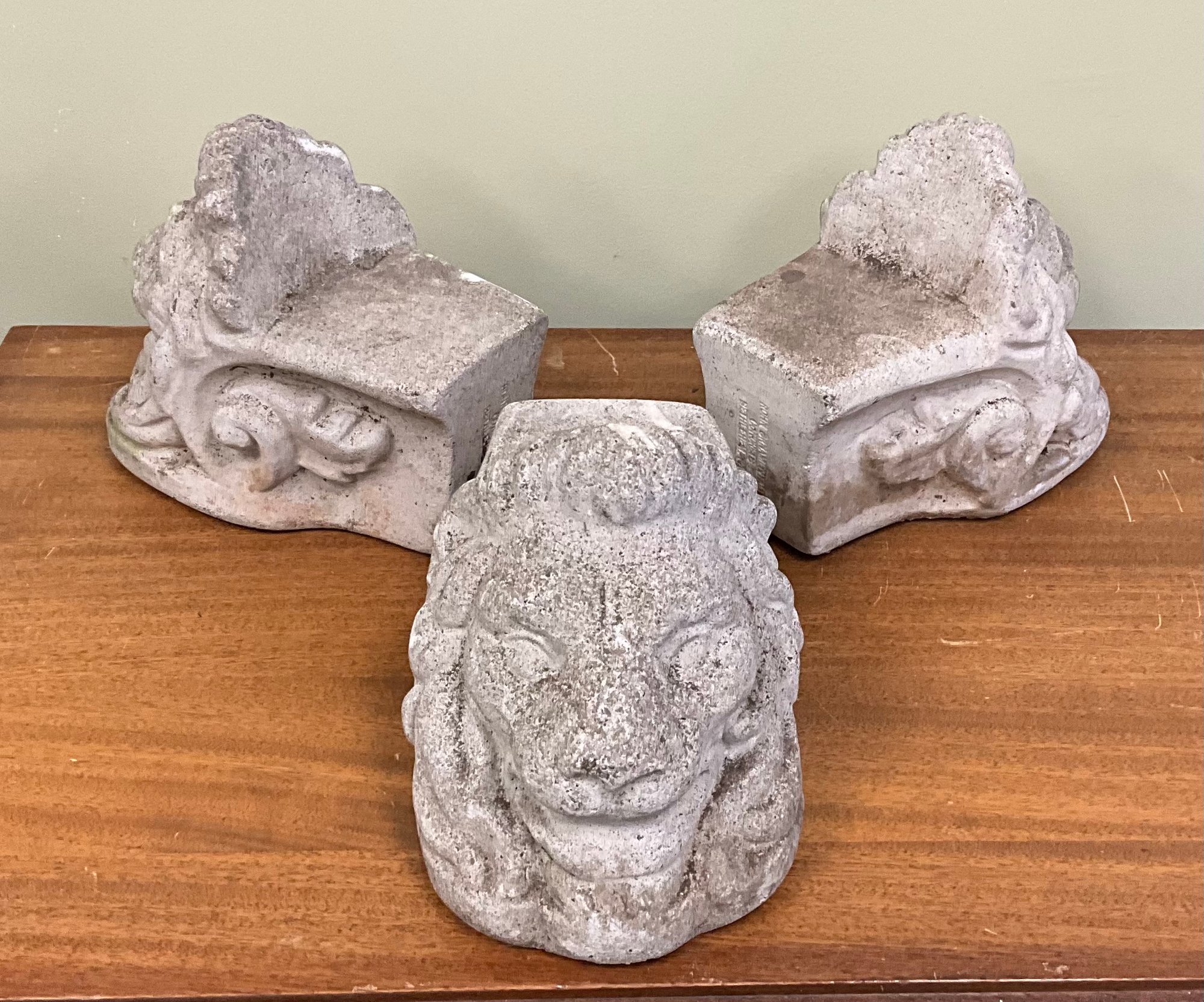 Set/3 Lion Head Cement Risers For Planters (Improves Drainage & Adds ...