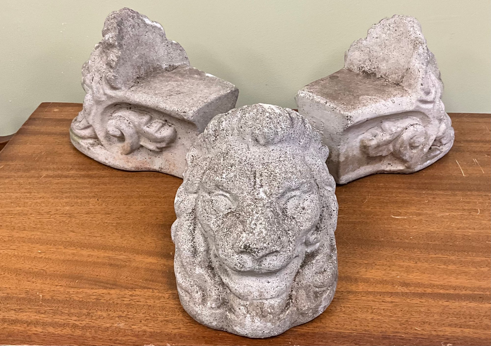 Set/3 Lion Head Cement Risers For Planters (Improves Drainage & Adds ...