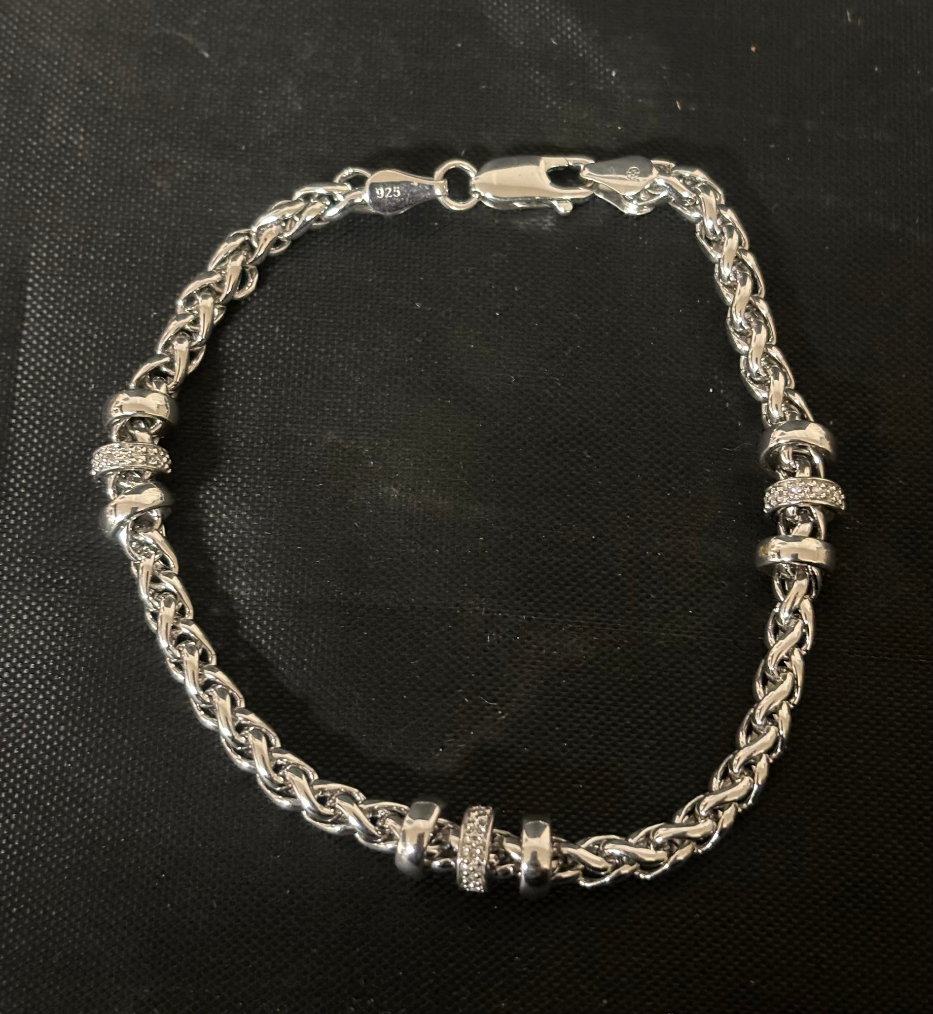 Lovely Vintage - Sterling Silver Fancy Chain, Link Glossy Bracelet. 212 ...