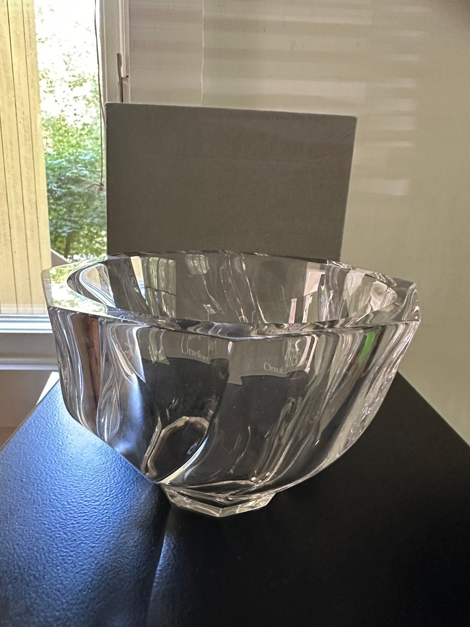 Orrefors Crystal Bowl - Signed - Swedish Art Glass - Swirl Pattern ...