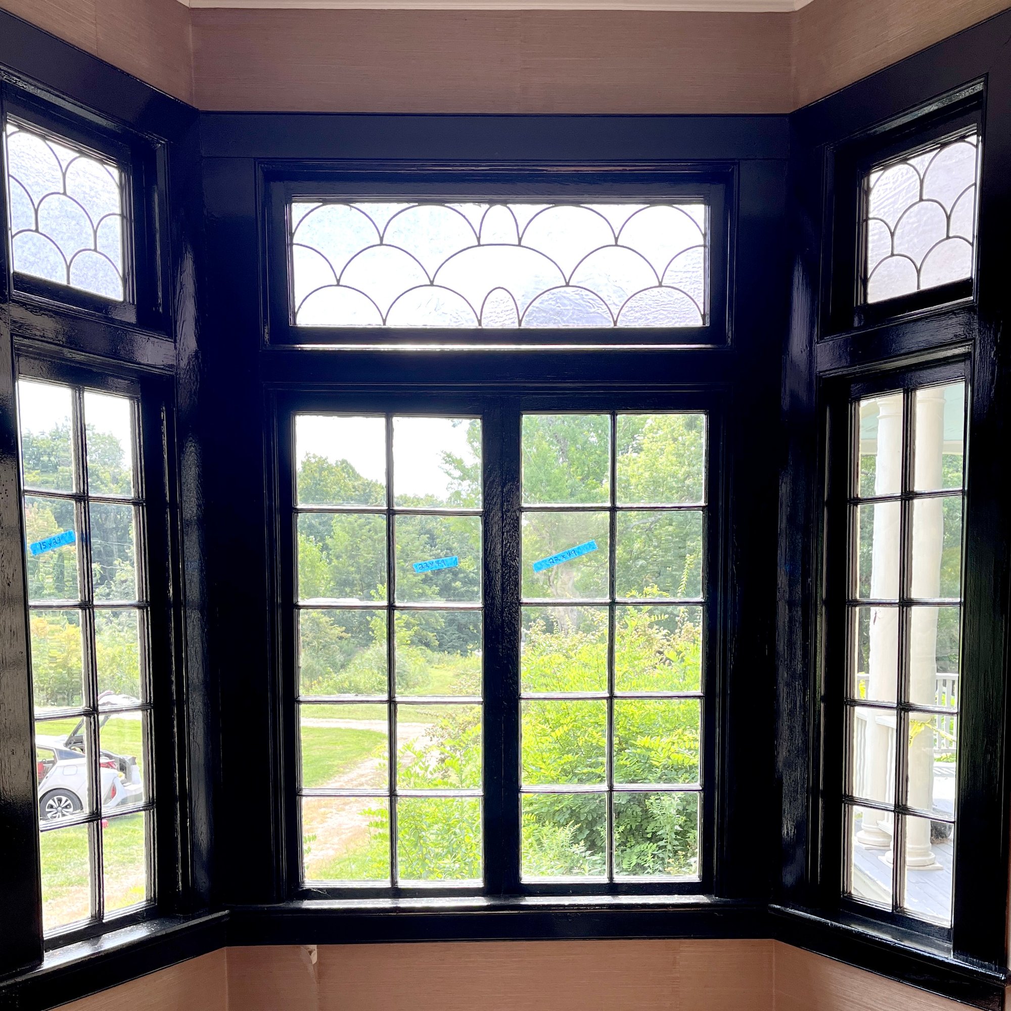 A Set Of Antique Leaded Stained Glass Transoms And Casement Window ...
