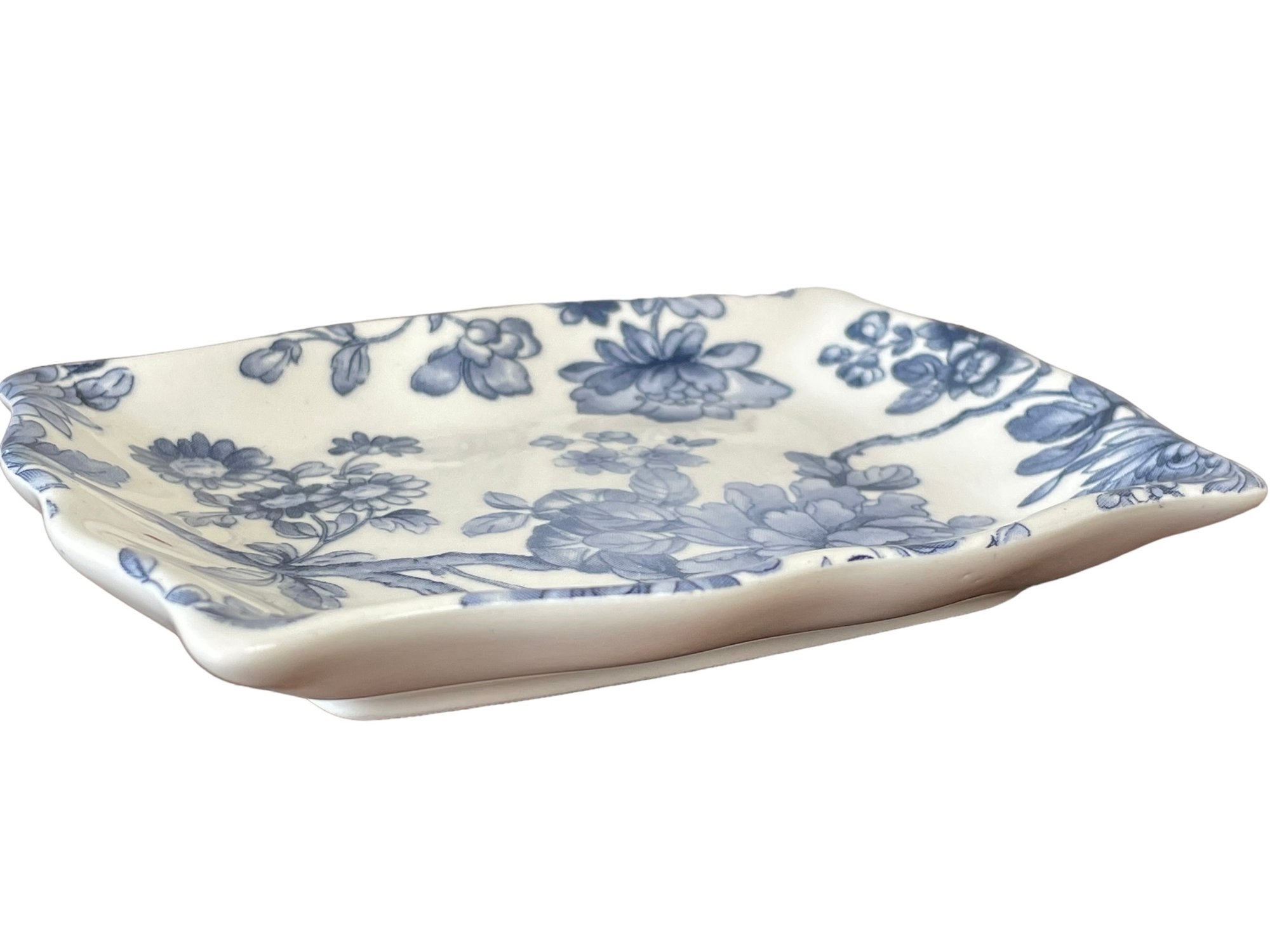 Blue On White Floral Heron Cross Pottery Small Dish #40776456 ...