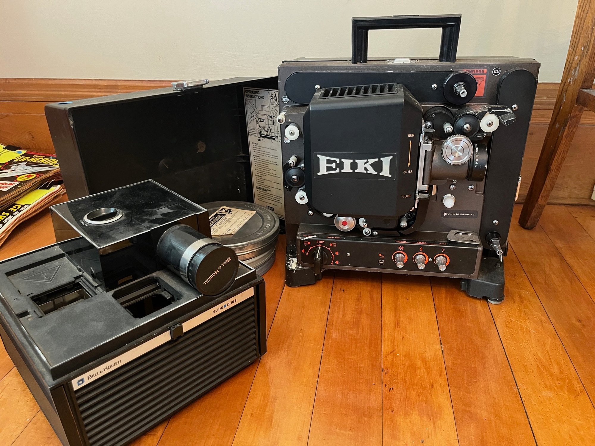 Eiki Film Projector In Case, Slide Cube Projector, Movie Reels #1938695 ...