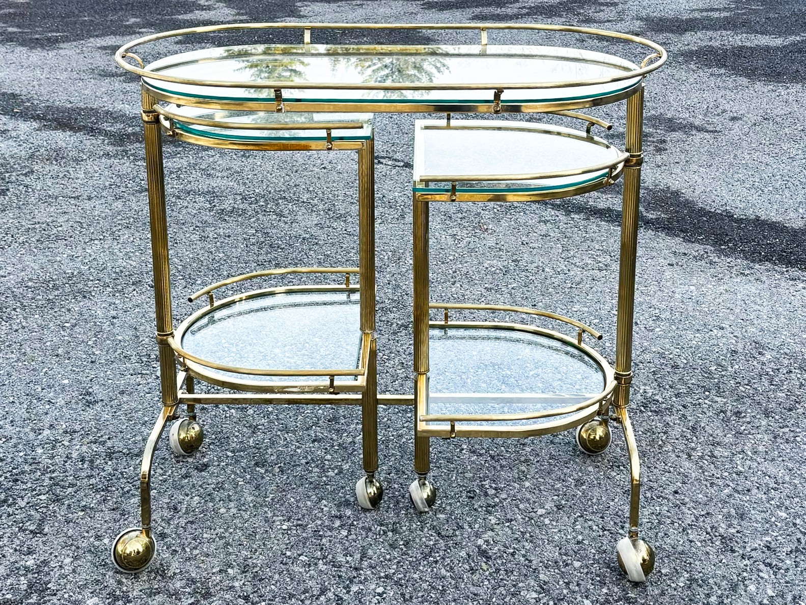 A Fine Brass And Glass Bar Cart - Unusual Expandable Design! #40878649 ...