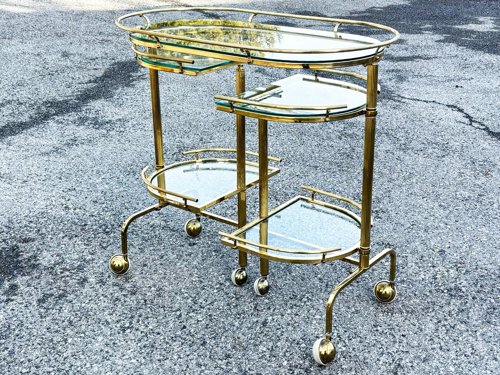A Fine Brass And Glass Bar Cart - Unusual Expandable Design! #40878649 ...