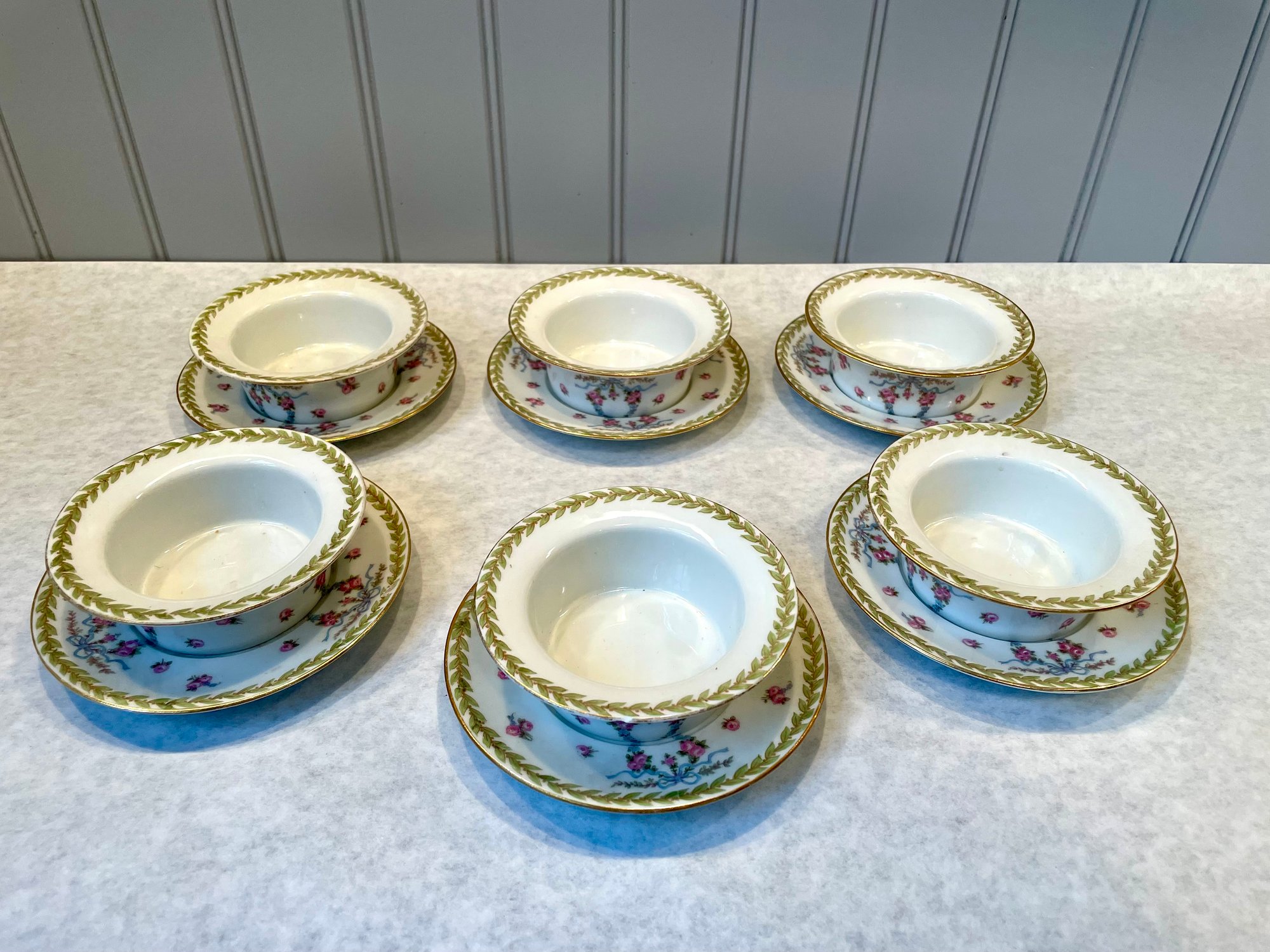 Limoges Gerard Dufraisseix Abbott (GDA) Ribbon Rose Swag Porcelain ...