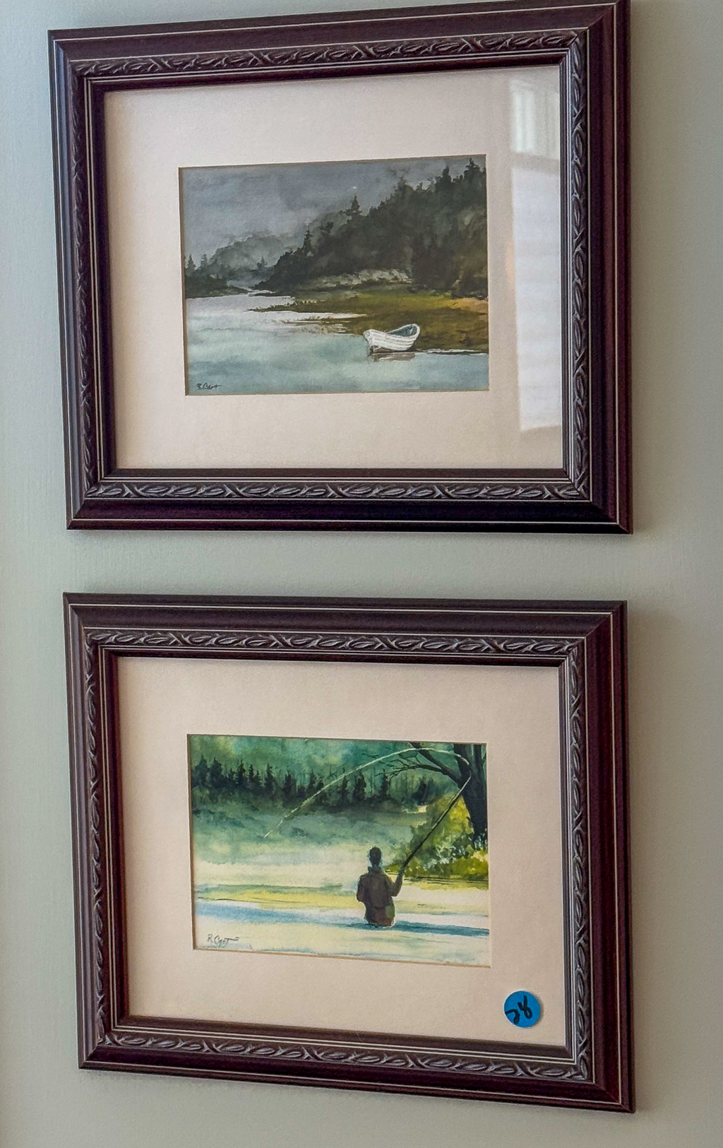 2 SMALL WATERCOLORS OF FISHING AND BOATING #2058778 | Auctionninja.com