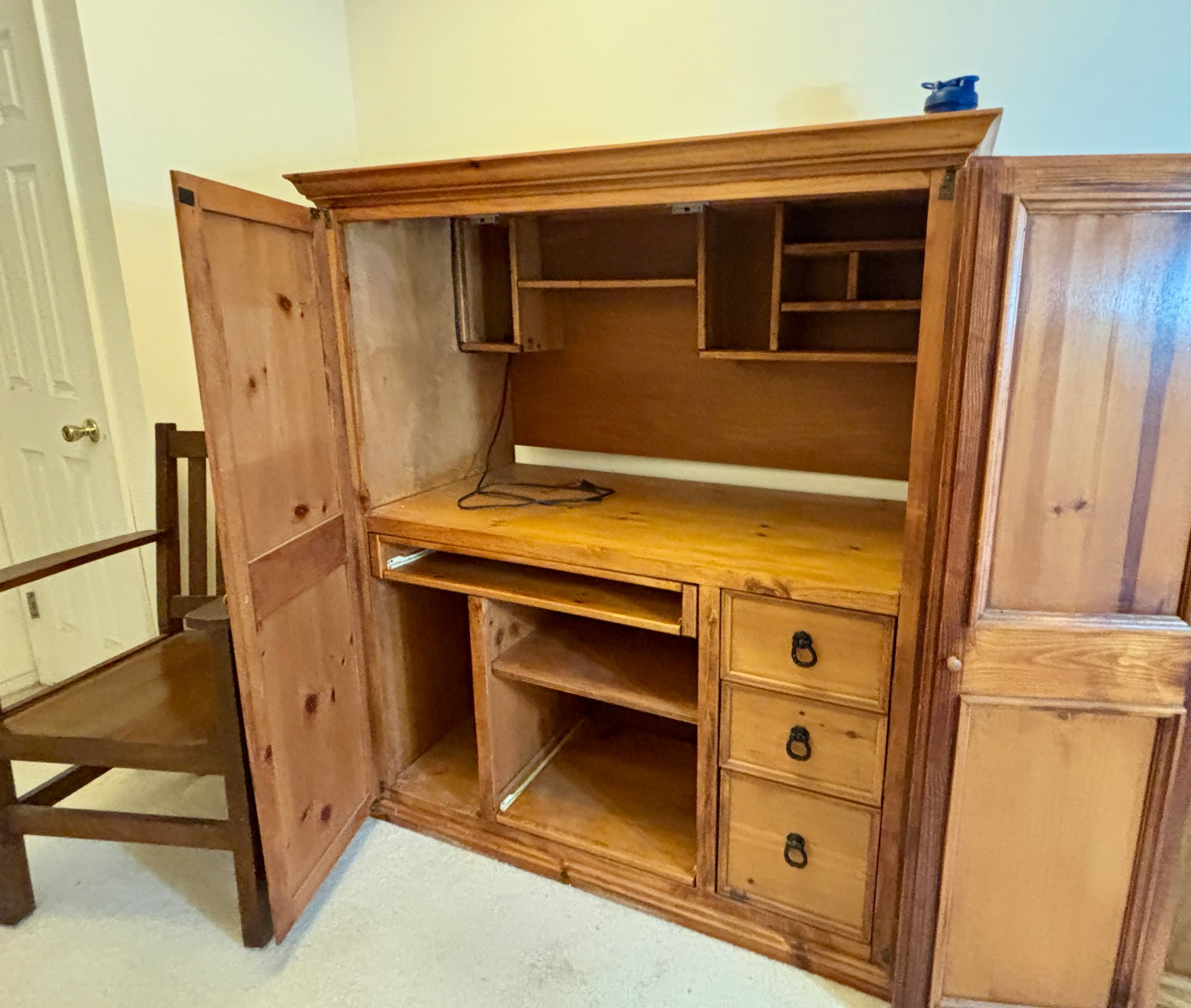 Rustic Pine Secretary Armoire Hidden Desk & Storage #2089760 ...