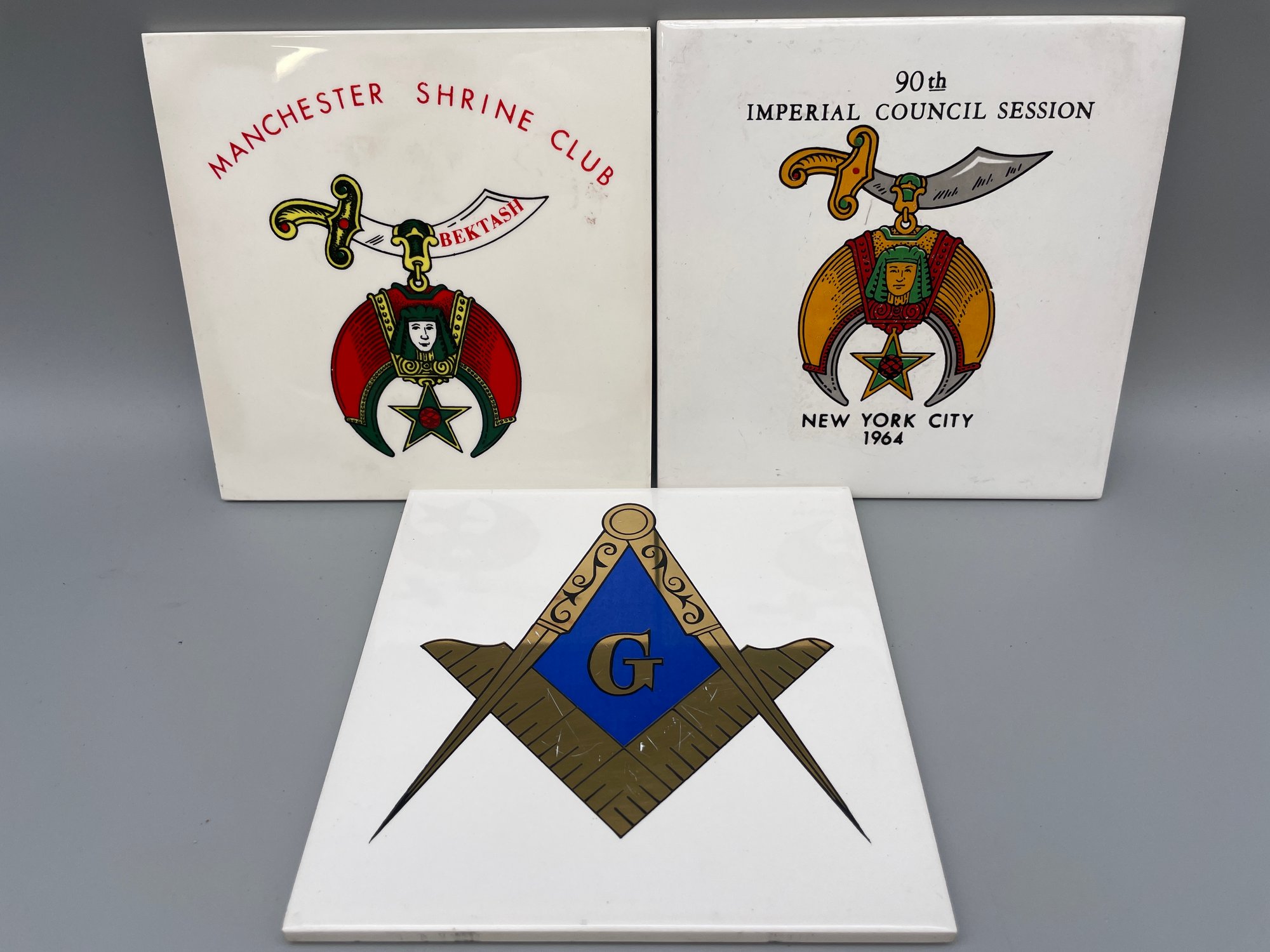 Trio Masonic And Masonic Shriners Vintage Tiles. 6"X 6" #1983238 ...