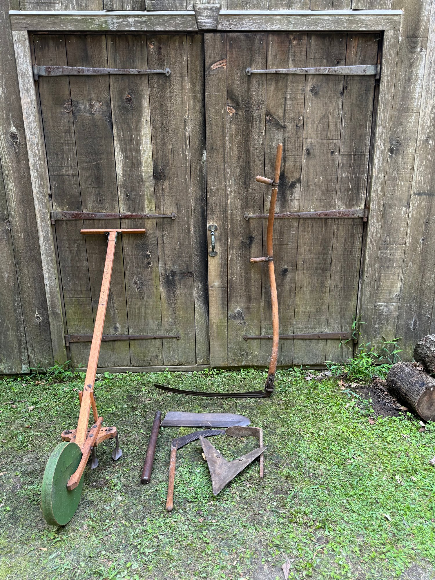 Antique 1895 Garden Hoe, Early 20th C Farm Scythe & 19th C Hand Forged ...