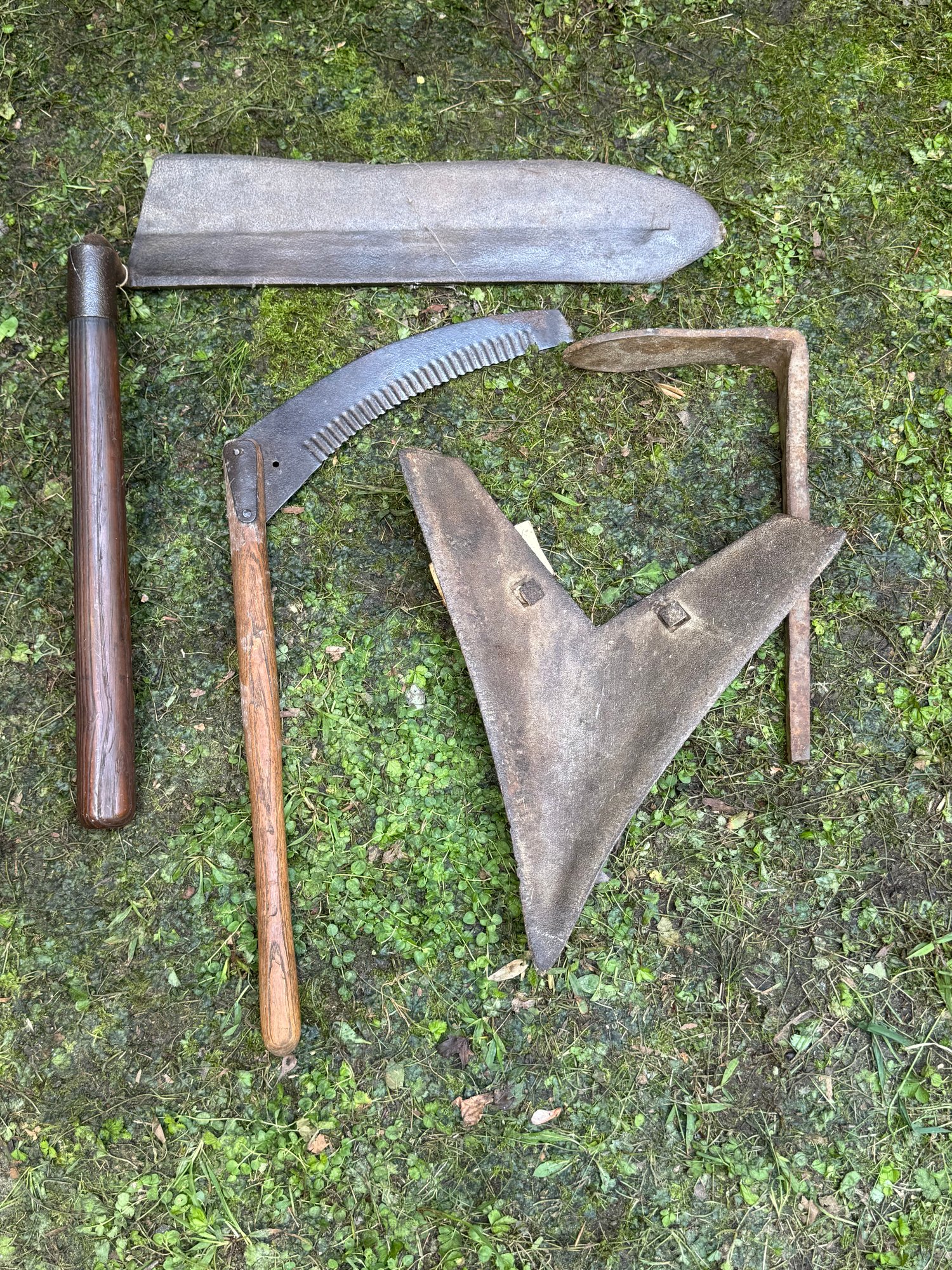 Antique 1895 Garden Hoe, Early 20th C Farm Scythe & 19th C Hand Forged ...