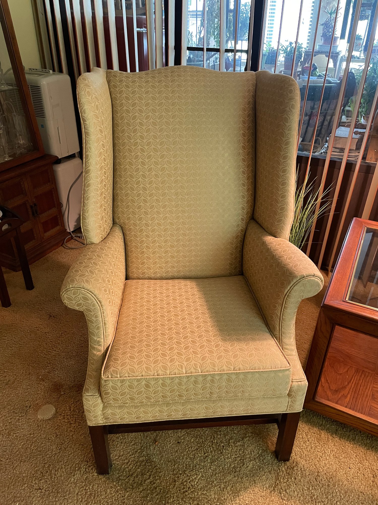 Pair Of Vintage Reupholstered Wingback Chairs. #2146468 | Auctionninja.com