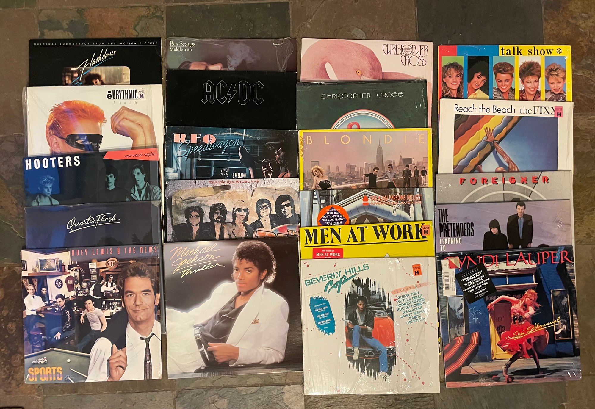 1980s Vinyl Record Collection Including Men At Work, AC DC & Foreigner ...