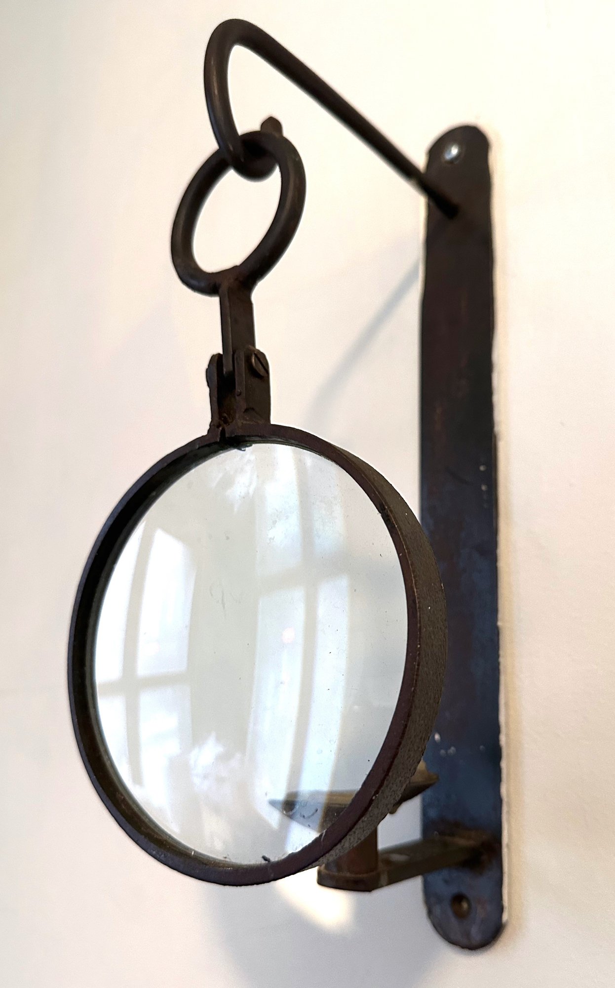 Vintage Wrought Iron Wall Sconce Candle Holder With Magnifying Glass ...