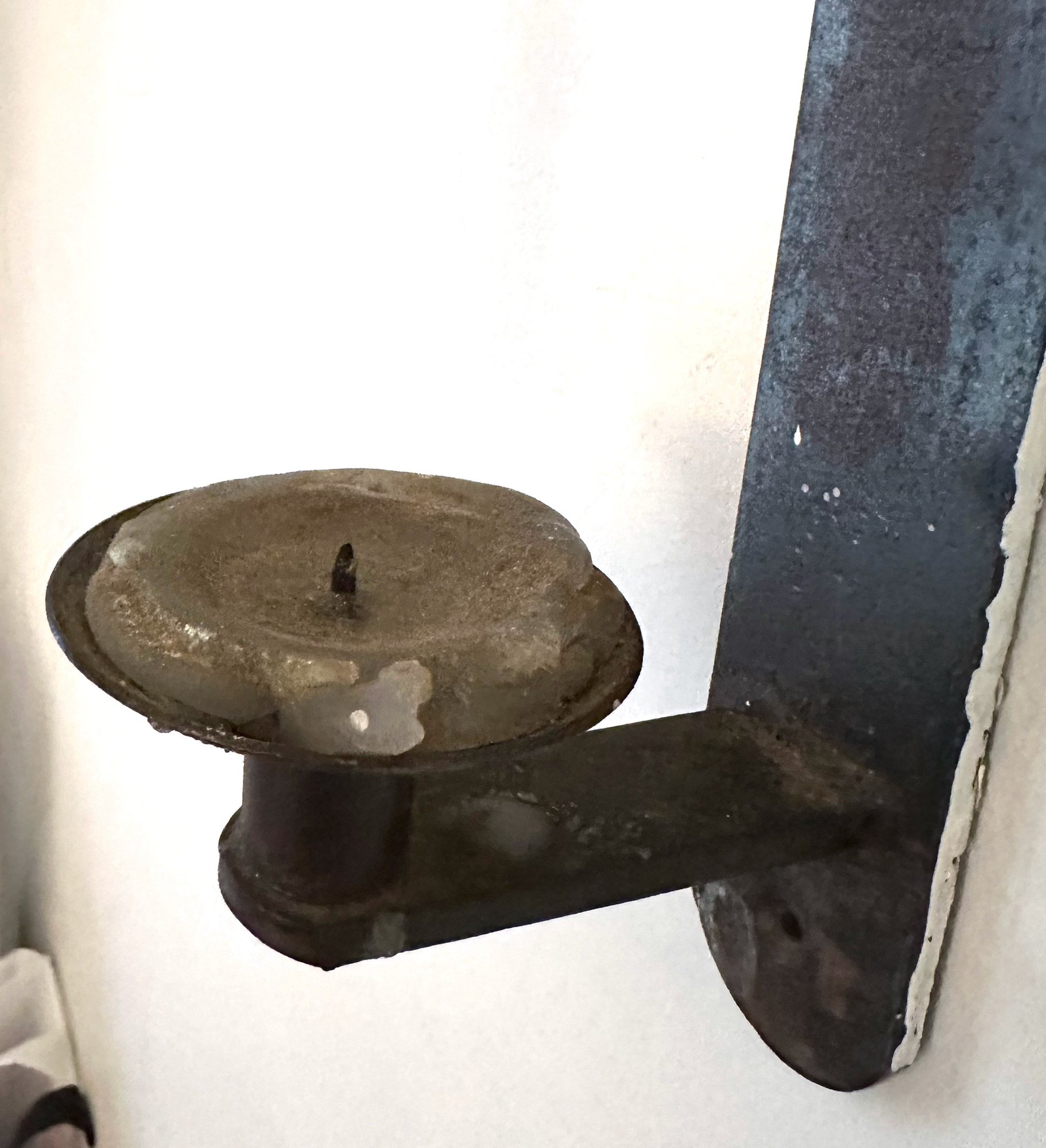 Vintage Wrought Iron Wall Sconce Candle Holder With Magnifying Glass ...