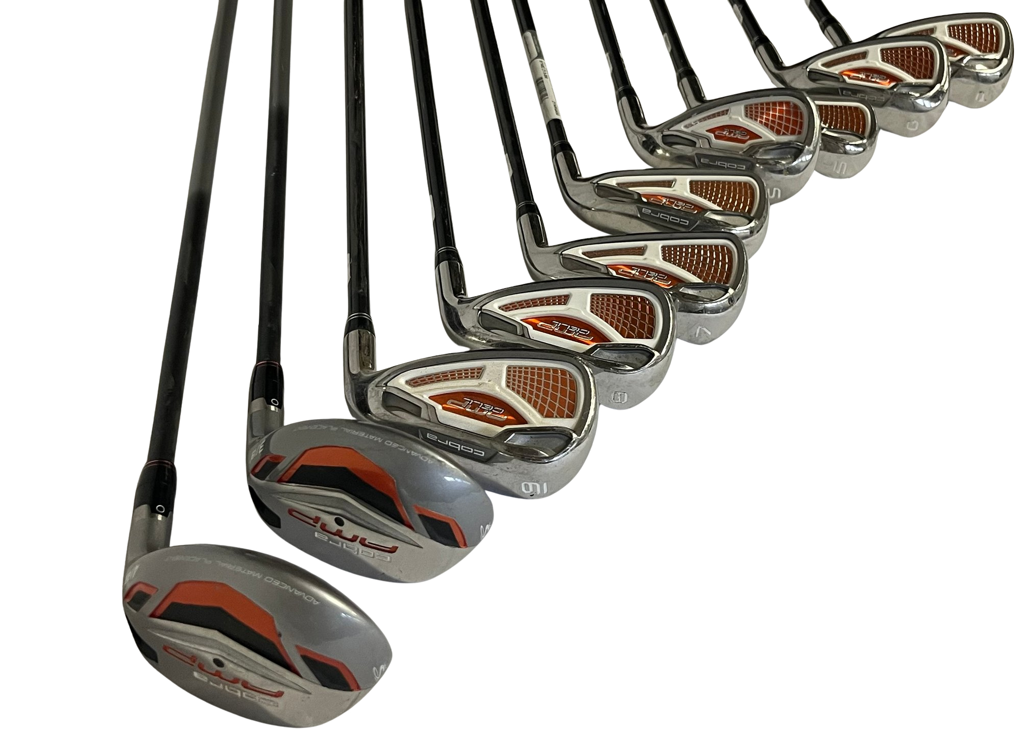 Lot A - 10 PC Cobra AMP Cell Golf Clubs - Irons Drivers Wedges ...