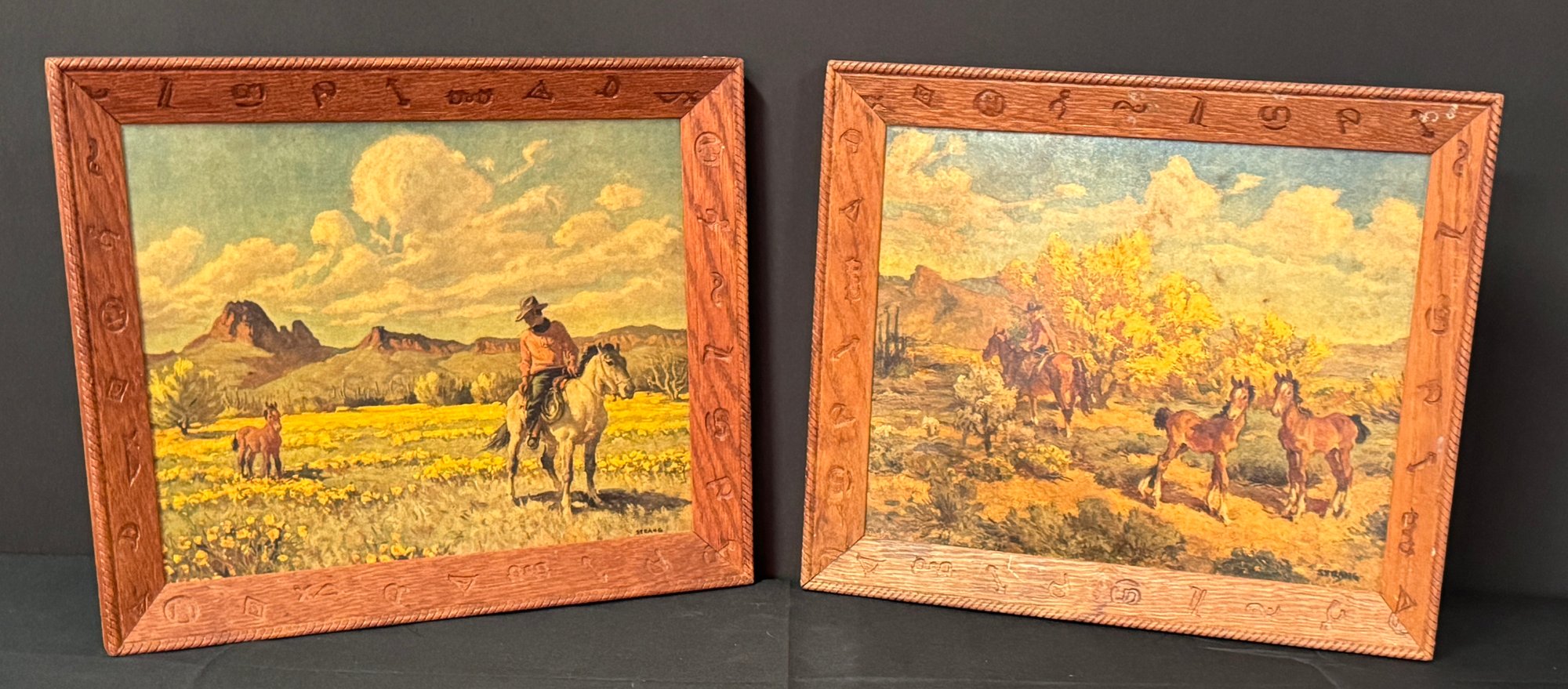 Two Western Art Prints By Artist, Ray Strang ' Slow Poke' & ' Double ...