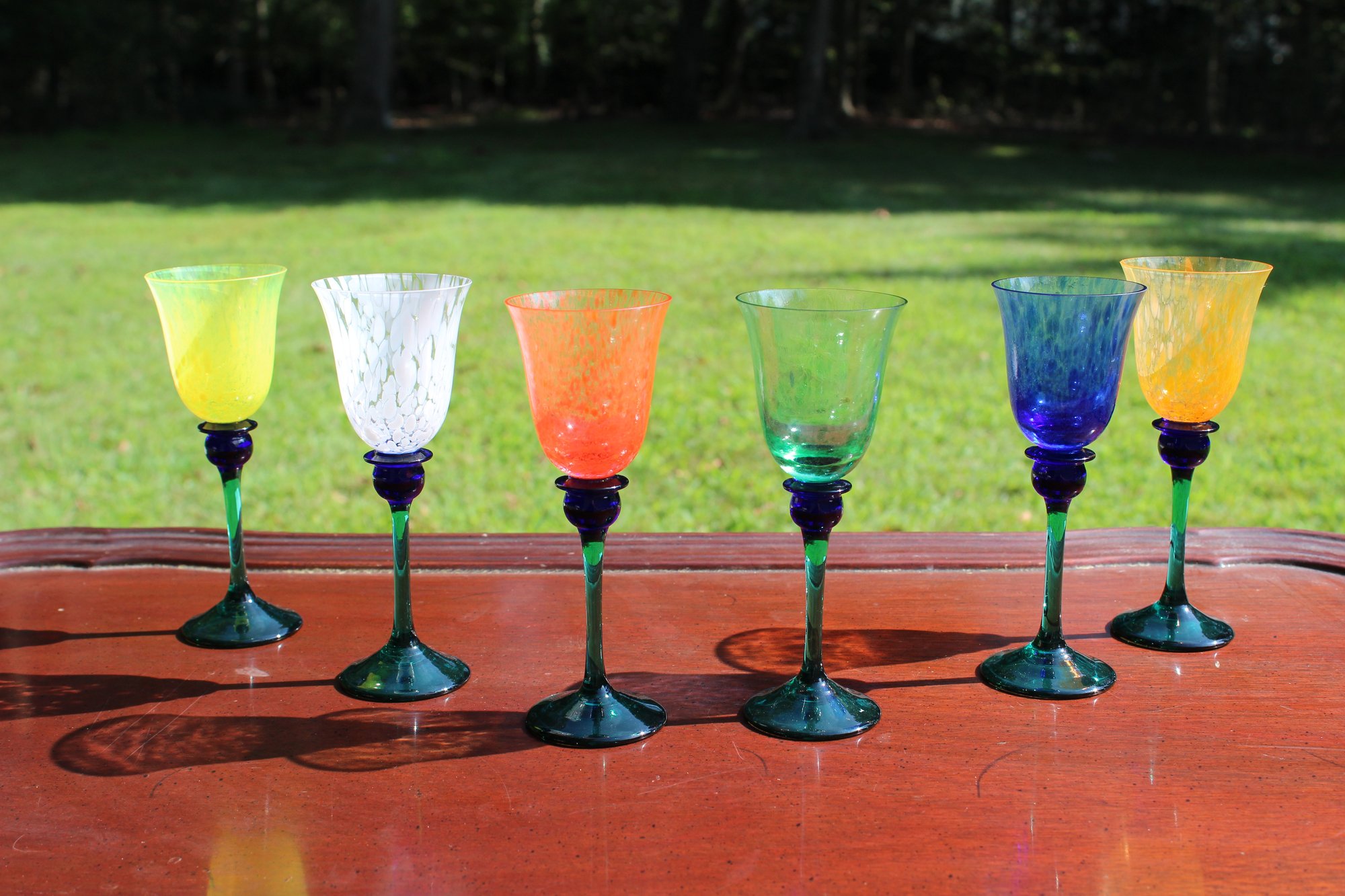 Atelier Morava Czech Bohemia Glass Set Of Six Hand Blown Wine Glasses ...