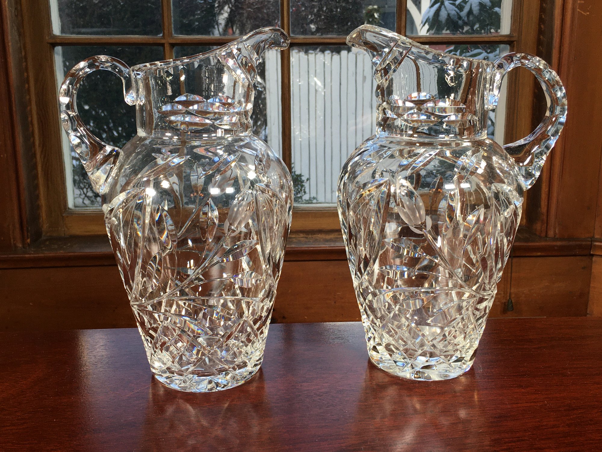 Beautiful Pair Of Vintage High Quality Cut Crystal Pitchers - Beautiful ...