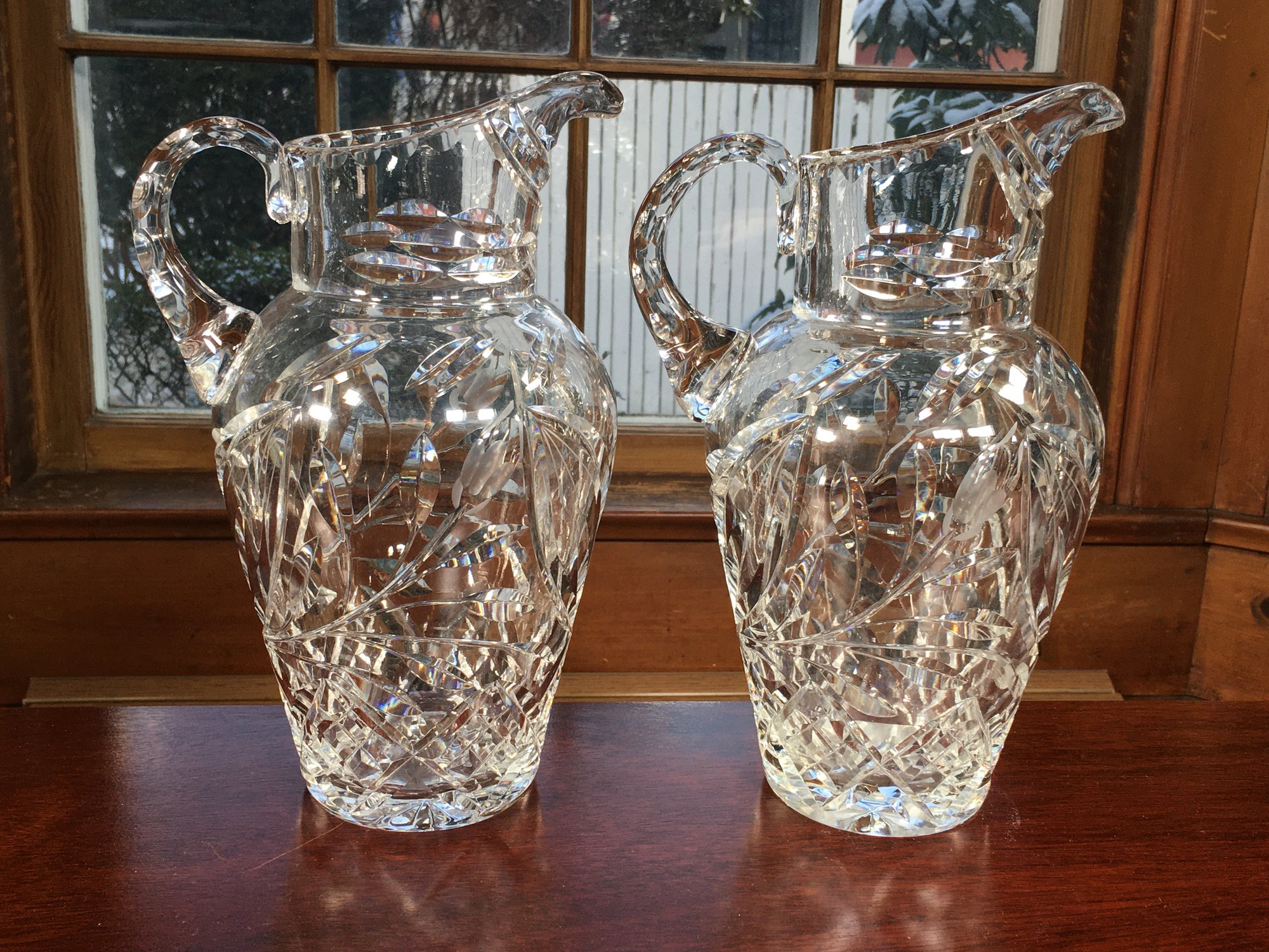 Beautiful Pair Of Vintage High Quality Cut Crystal Pitchers - Beautiful ...