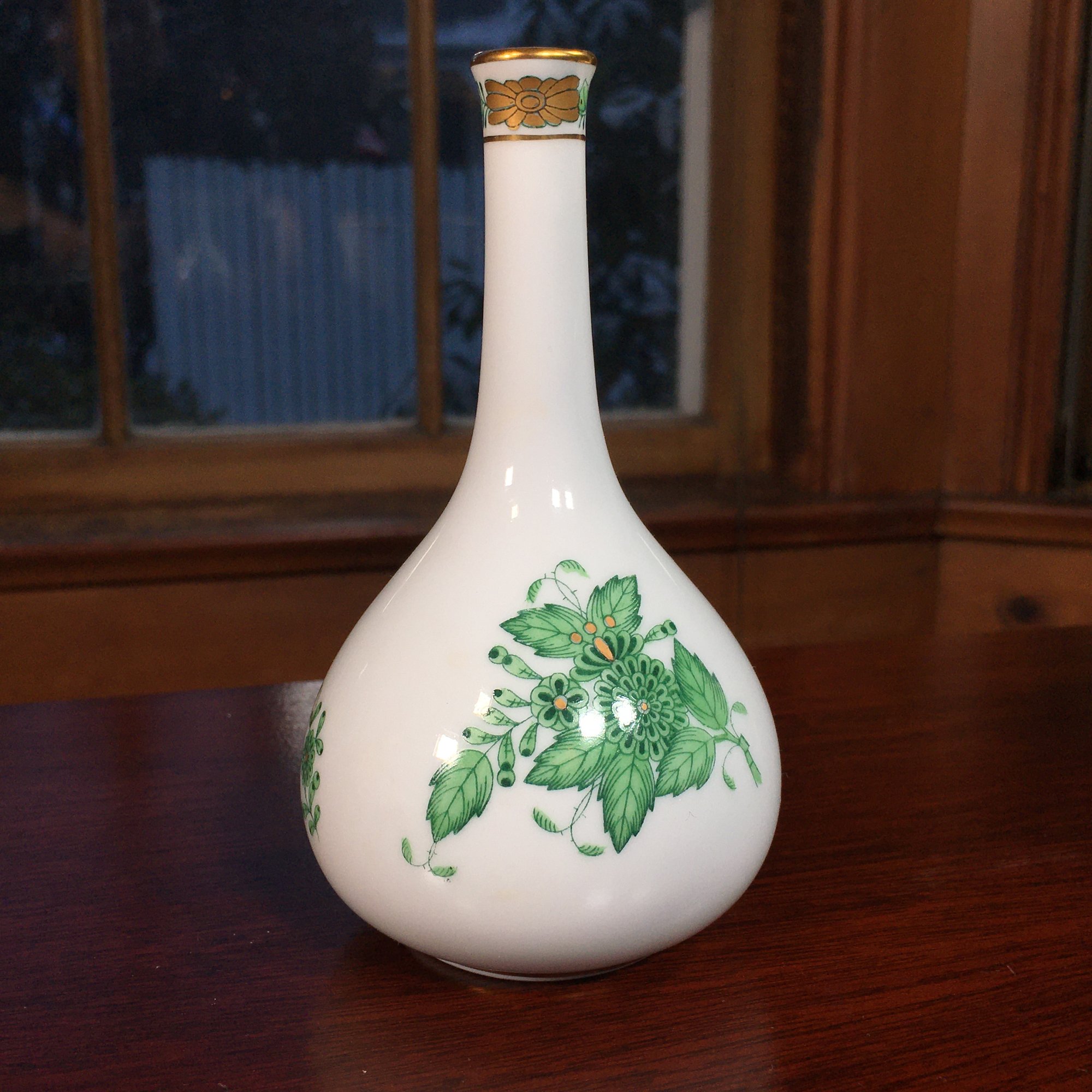 Very Pretty Vintage HEREND Chinese Bouquet Bud Vase In Green Color ...