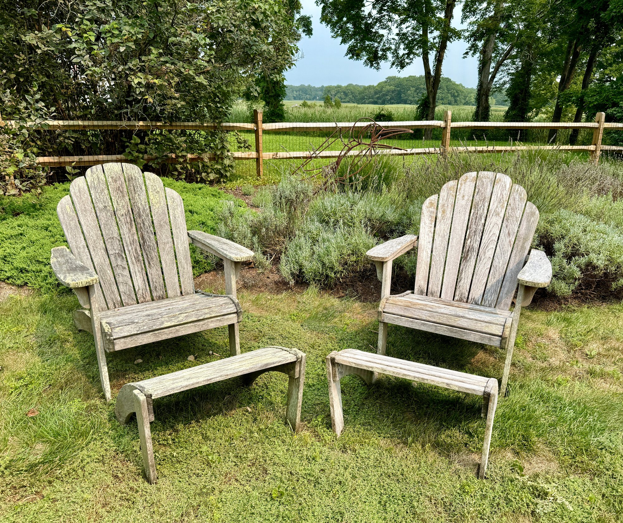 Pair Of Brazilian Rosewood Adirondack Chairs W/ Foot Stools By Walpole ...