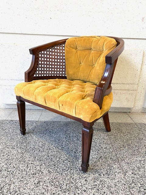Vintage Fruitwood Cane-sided Barrel Chair #1974251 | Auctionninja.com