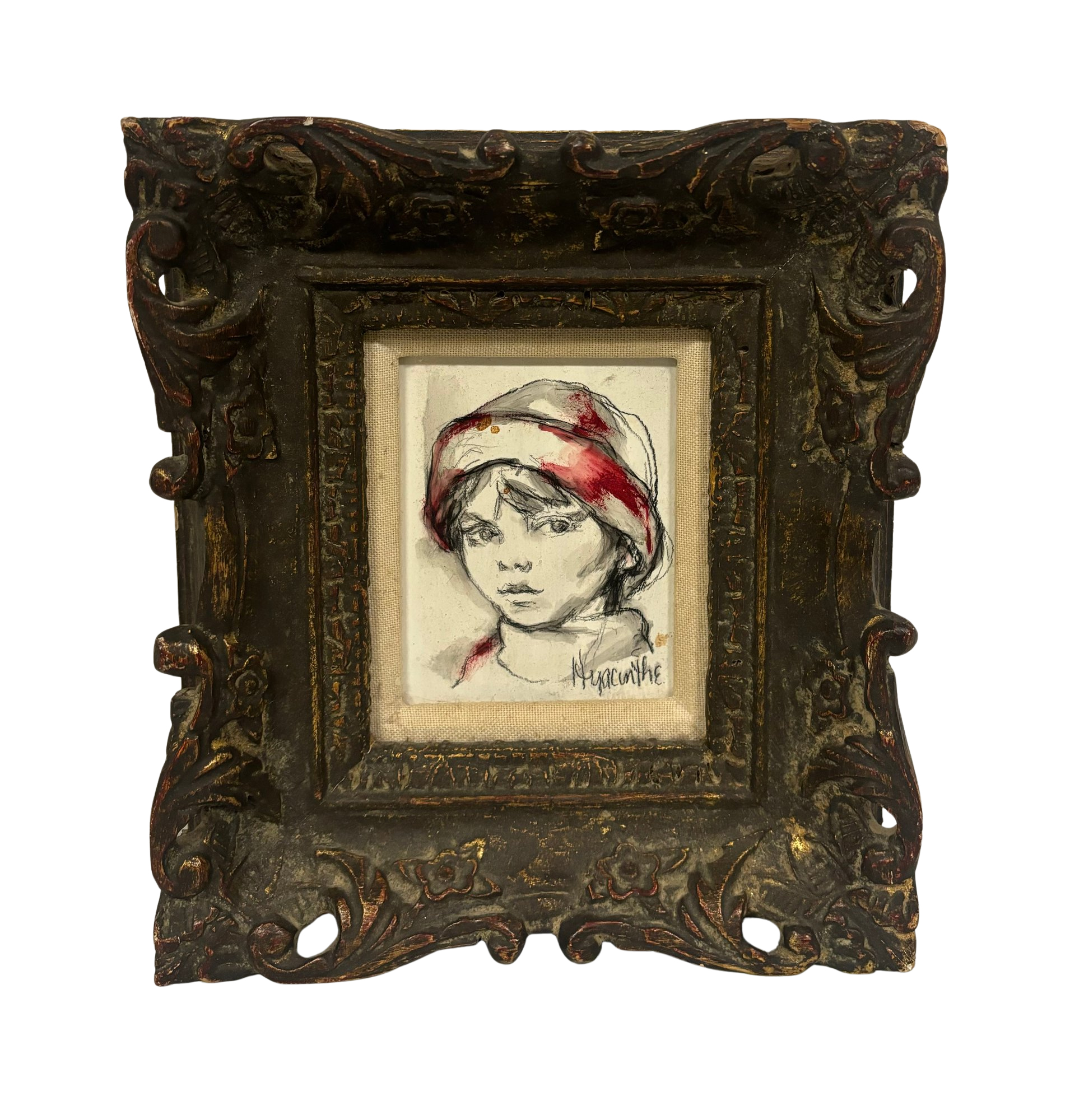 Adorable Pencil / Charcoal Art Of A Boy The Gift Of Love Hyacinthe ...