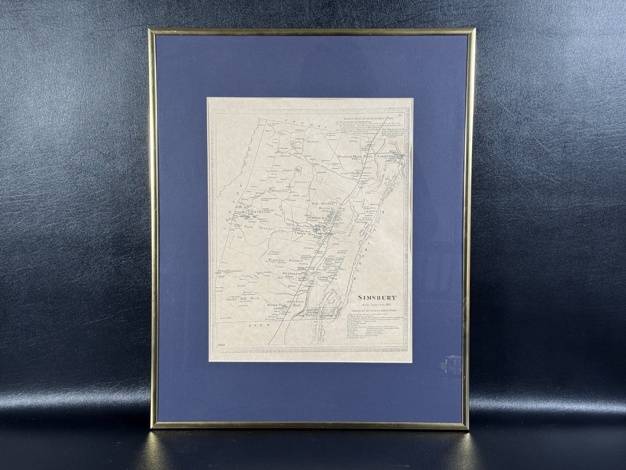 A Framed Vintage Reproduction Map Of Simsbury, CT #2258703 ...