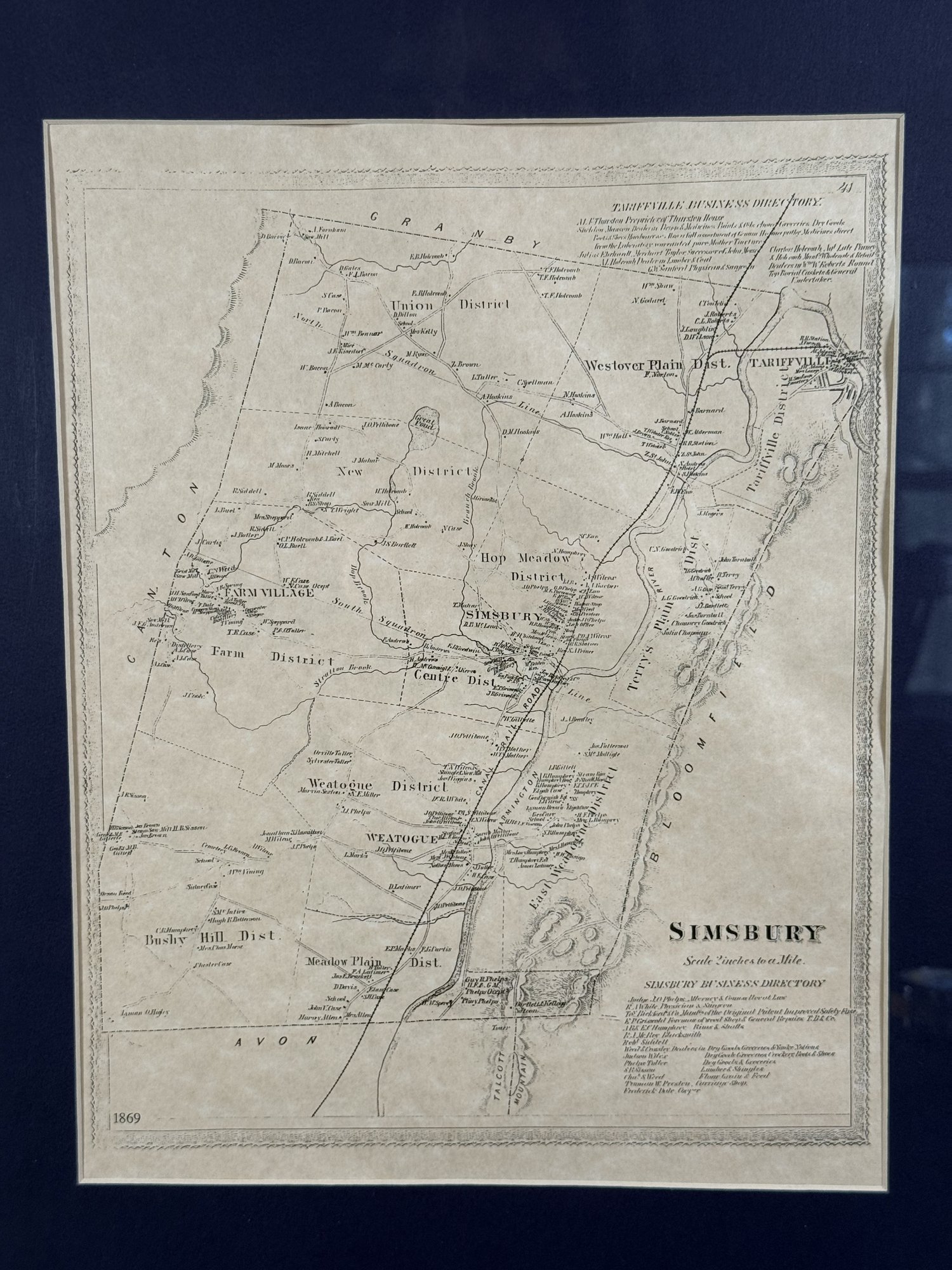 A Framed Vintage Reproduction Map Of Simsbury, CT #2258703 ...