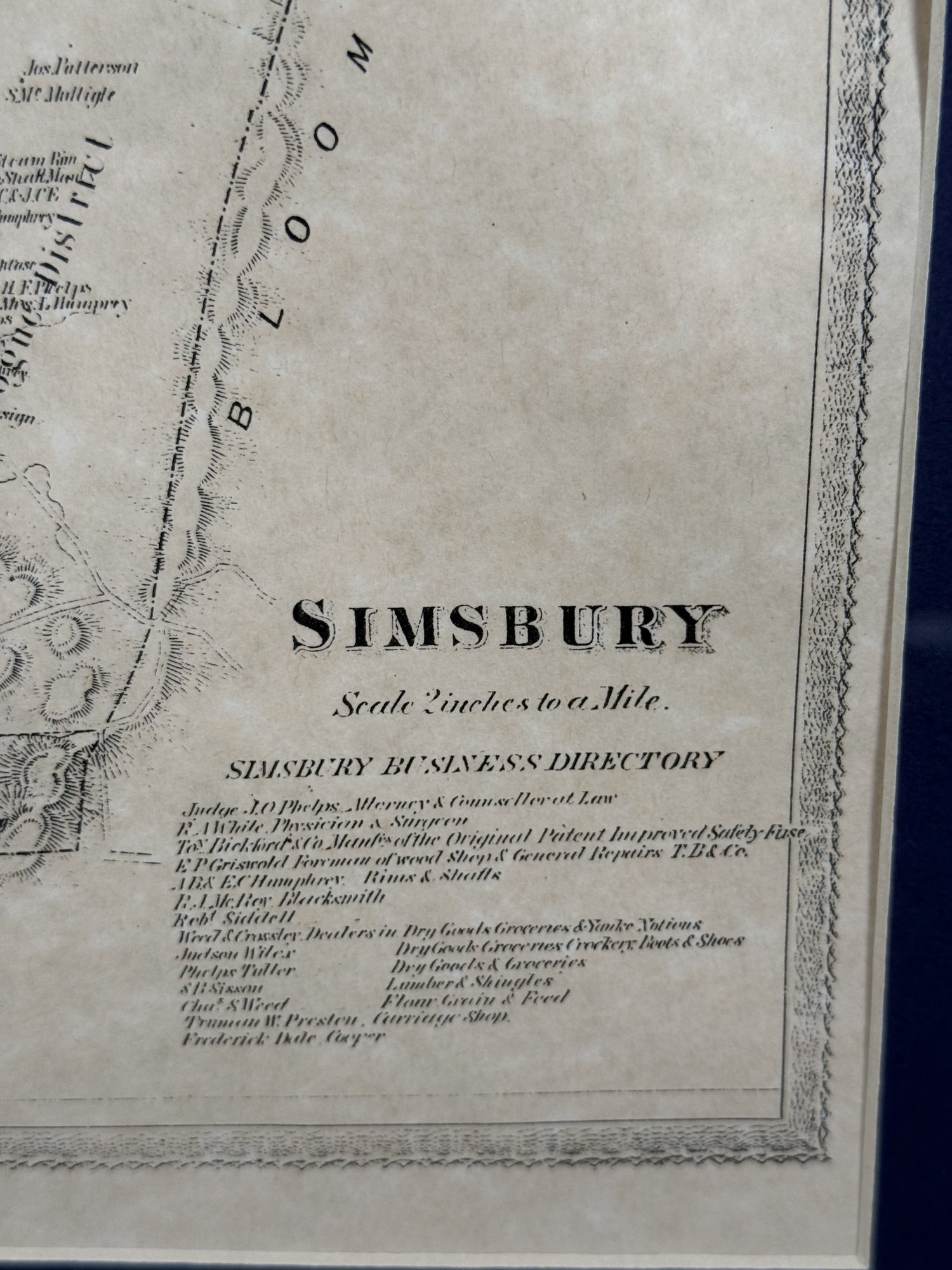 A Framed Vintage Reproduction Map Of Simsbury, CT #2258703 ...