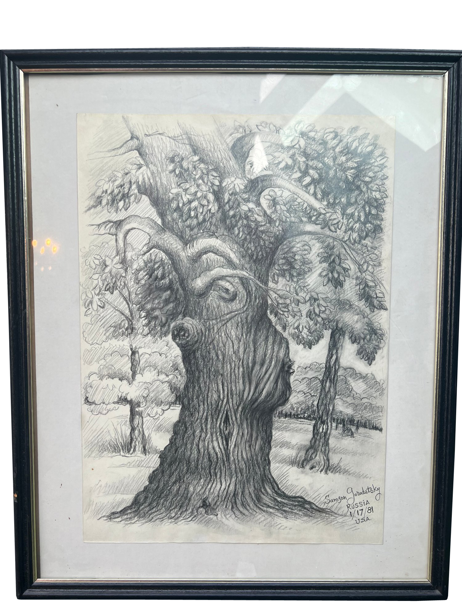 Gorgeous Vintage 1981 Pencil Sketch Of A Mystical Tree / Russian Artist ...