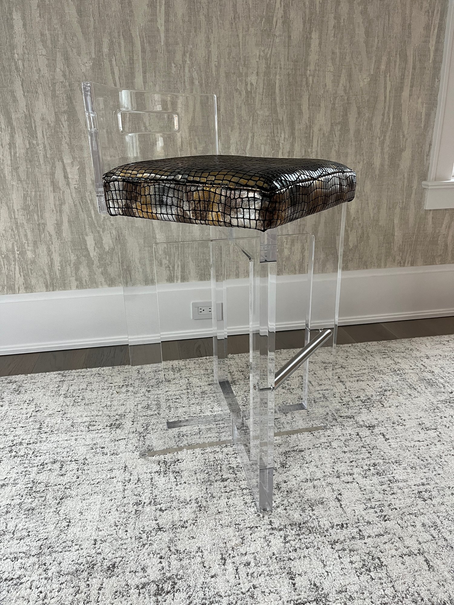 A Set Of 4 Chris Barstools - Shlomi Haziza - Metallic Leather Animal ...