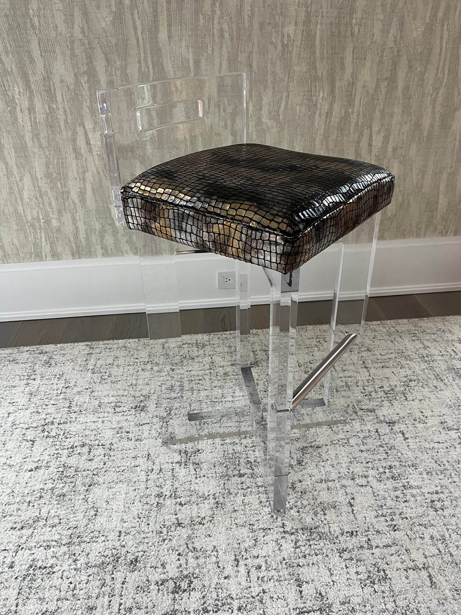 A Set Of 4 Chris Barstools - Shlomi Haziza - Metallic Leather Animal ...