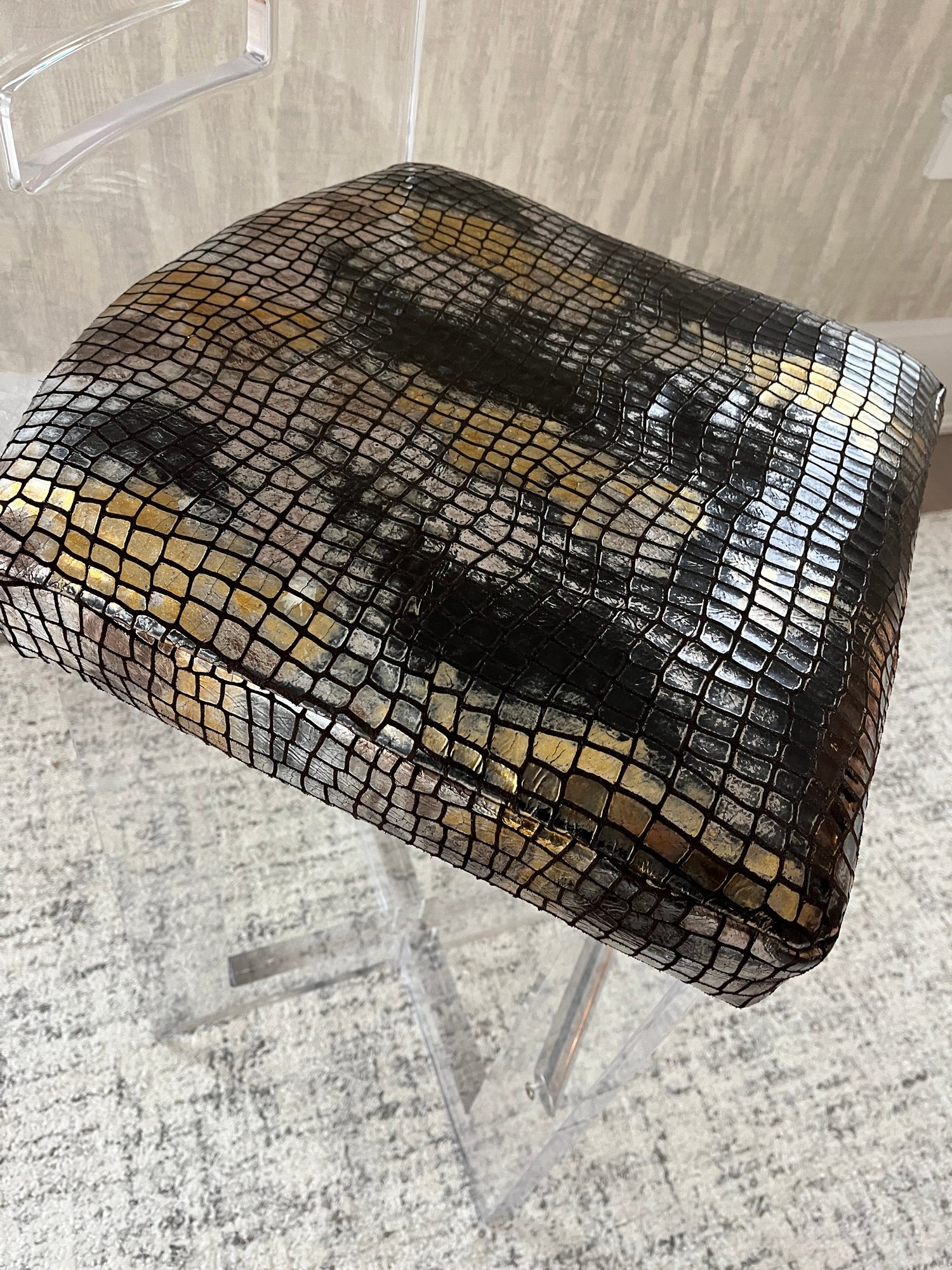 A Set Of 4 Chris Barstools - Shlomi Haziza - Metallic Leather Animal ...