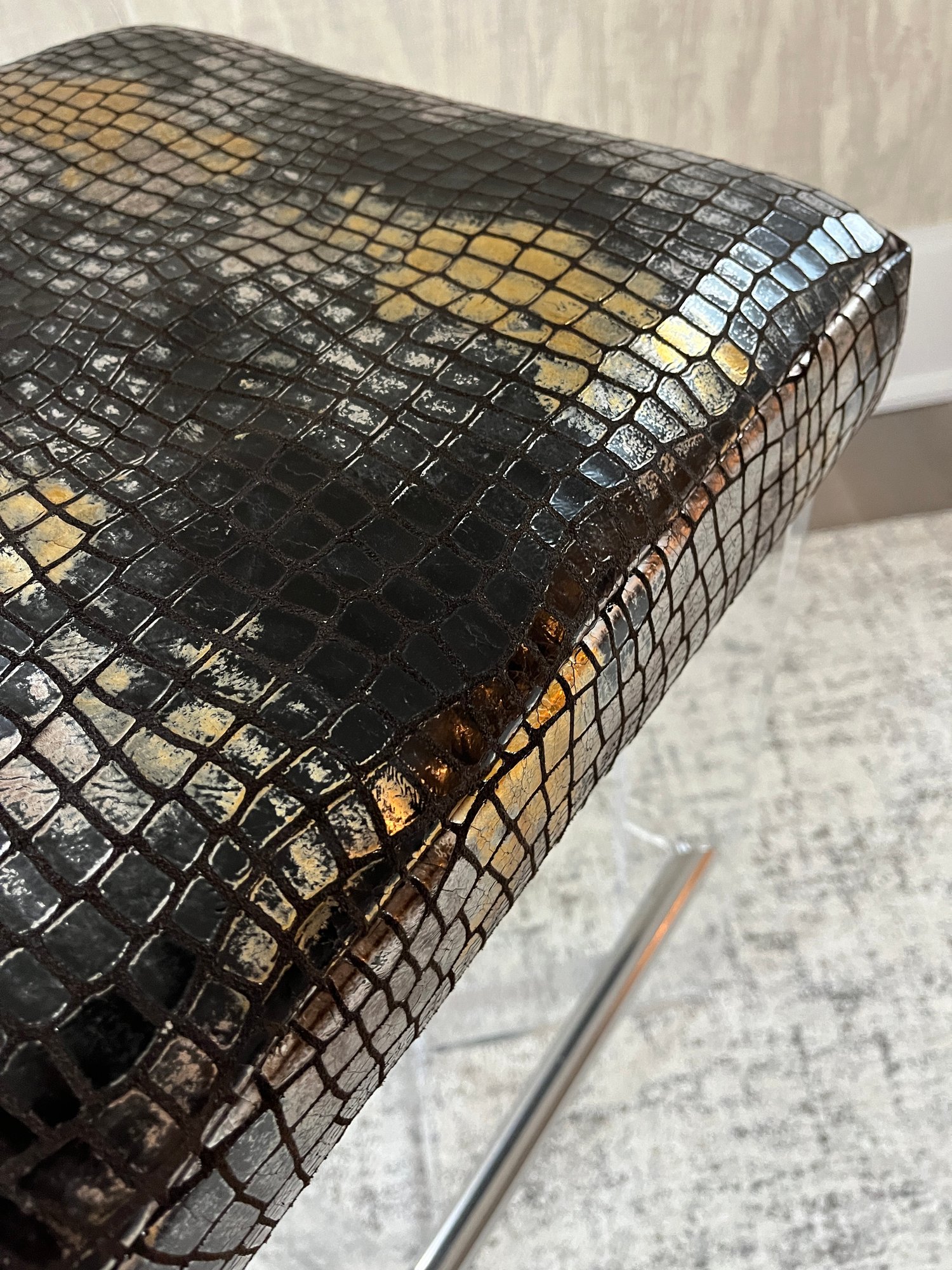 A Set Of 4 Chris Barstools - Shlomi Haziza - Metallic Leather Animal ...