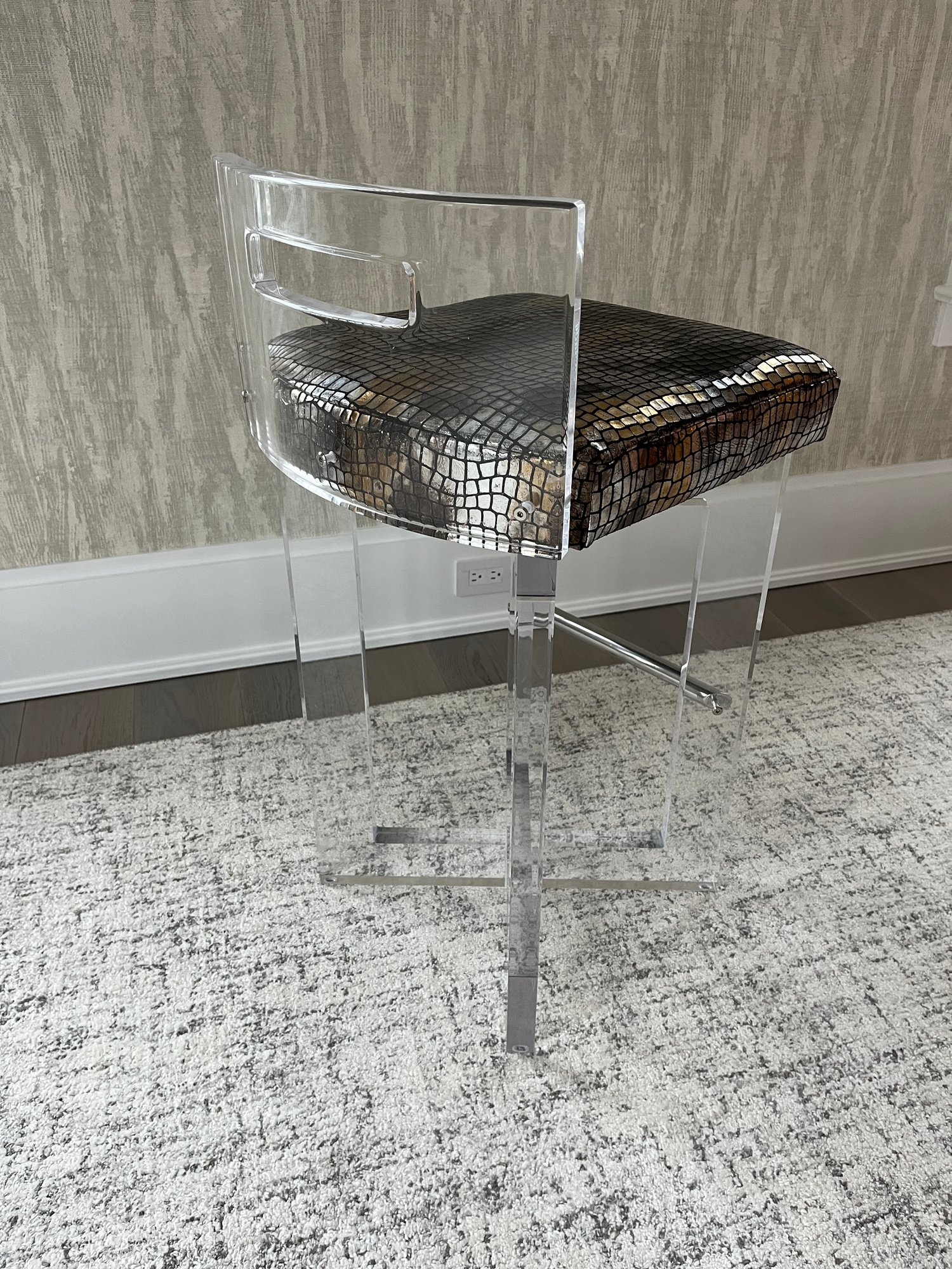 A Set Of 4 Chris Barstools - Shlomi Haziza - Metallic Leather Animal ...