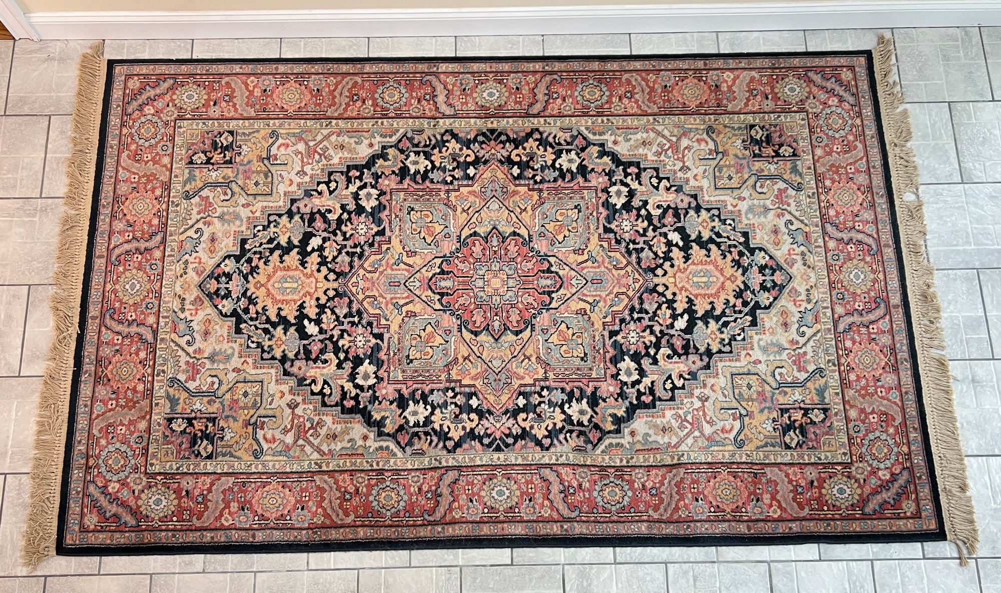Large Karastan Wool Oriental Rug In The Navy Heriz Pattern 5' 10" By 9 ...