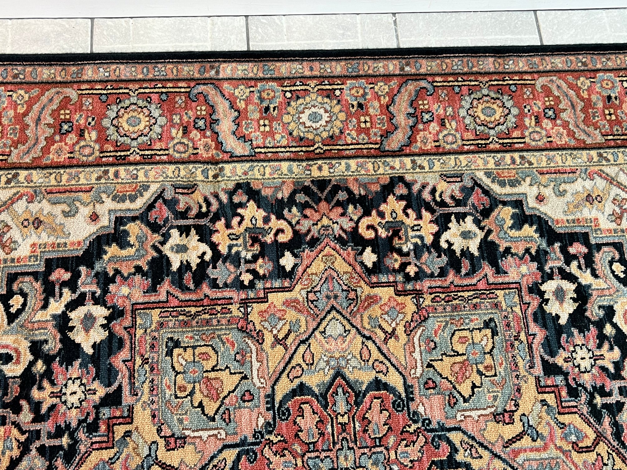 Large Karastan Wool Oriental Rug In The Navy Heriz Pattern 5' 10" By 9 ...