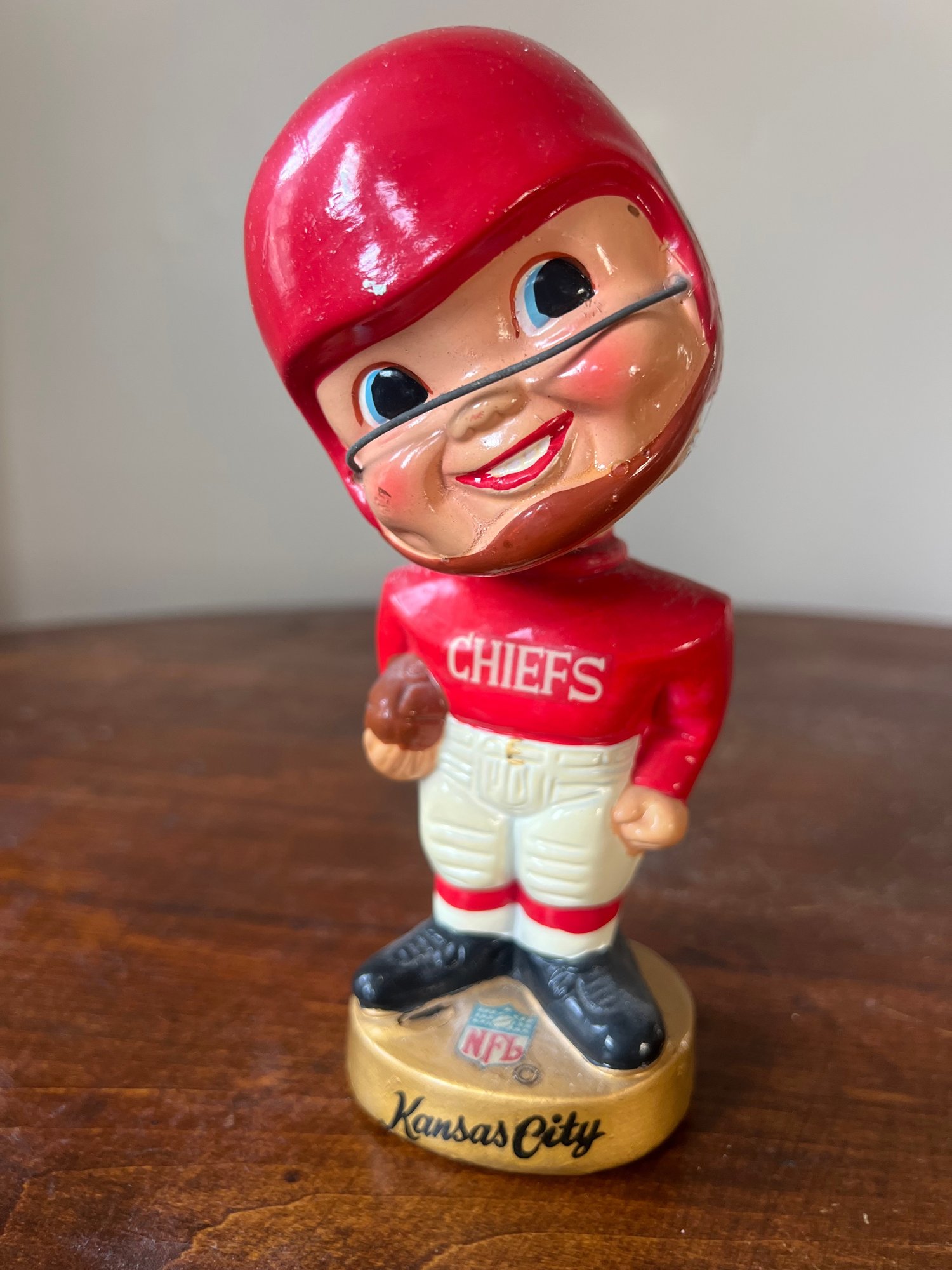 Vintage 1960s Kansas City Chiefs Bobblehead Gold Base Football Nodder ...