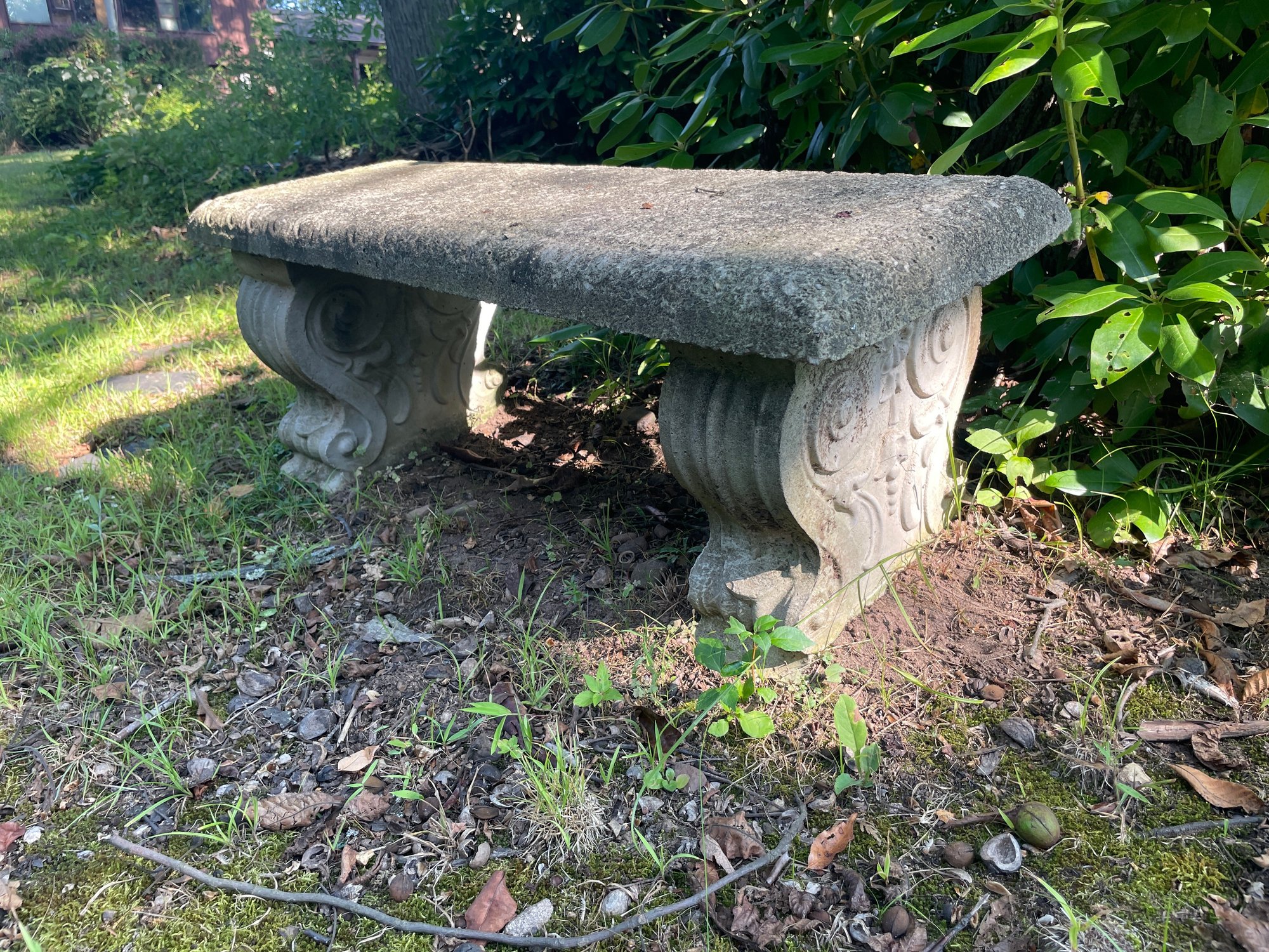 Vintage Neoclassical Style Concrete Garden Bench.( Closer To Road ...