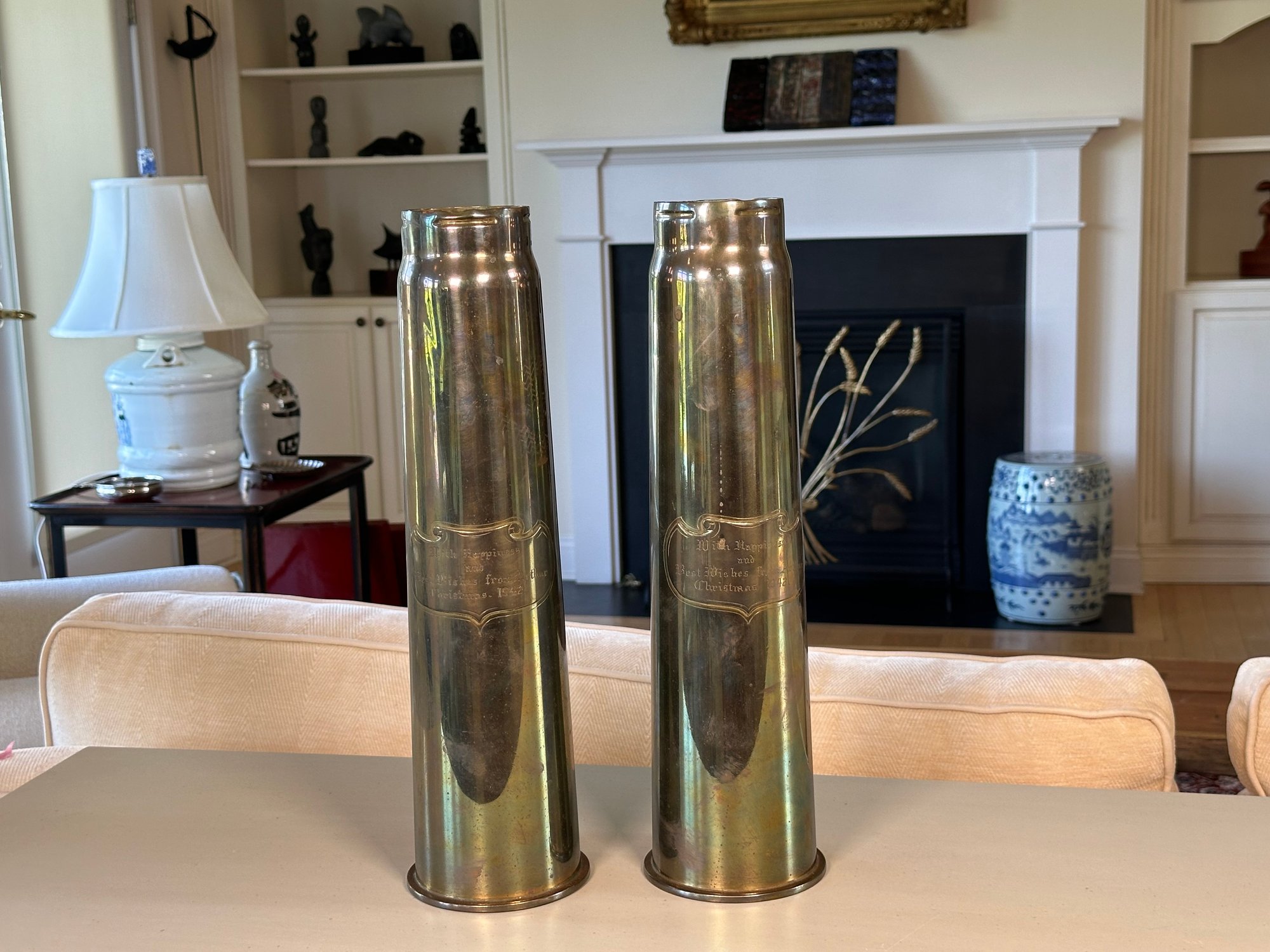 Vintage Brass Bullet Shell Casings With Engraving #40797833 ...