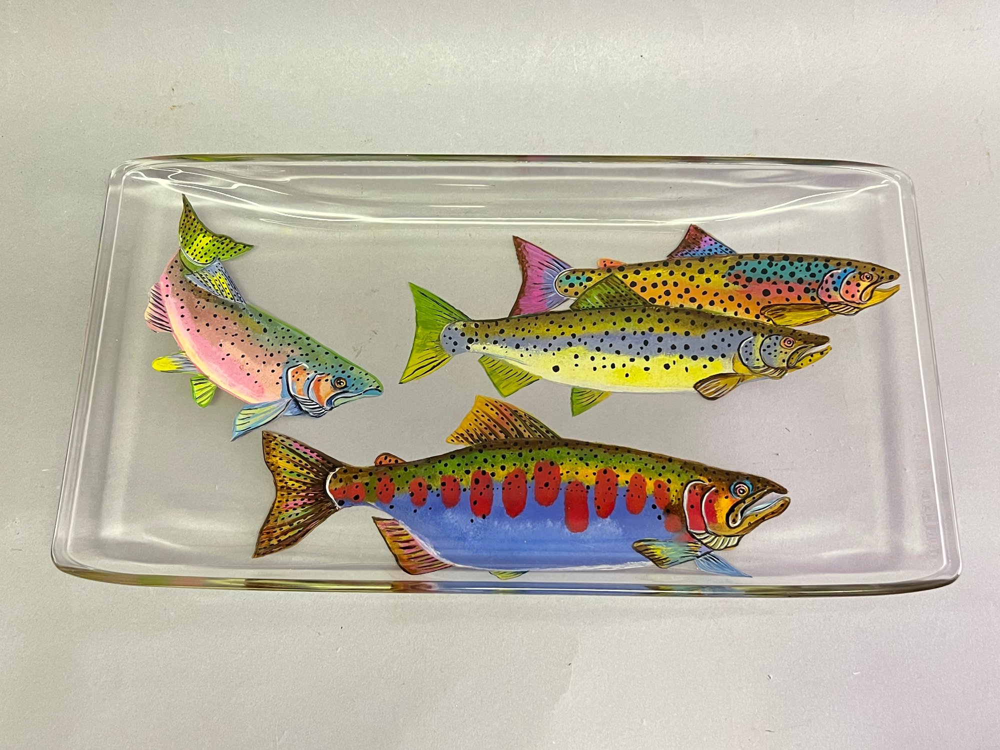 Hand Painted Glass Tray With Reverse Painted Trout #40806739 ...