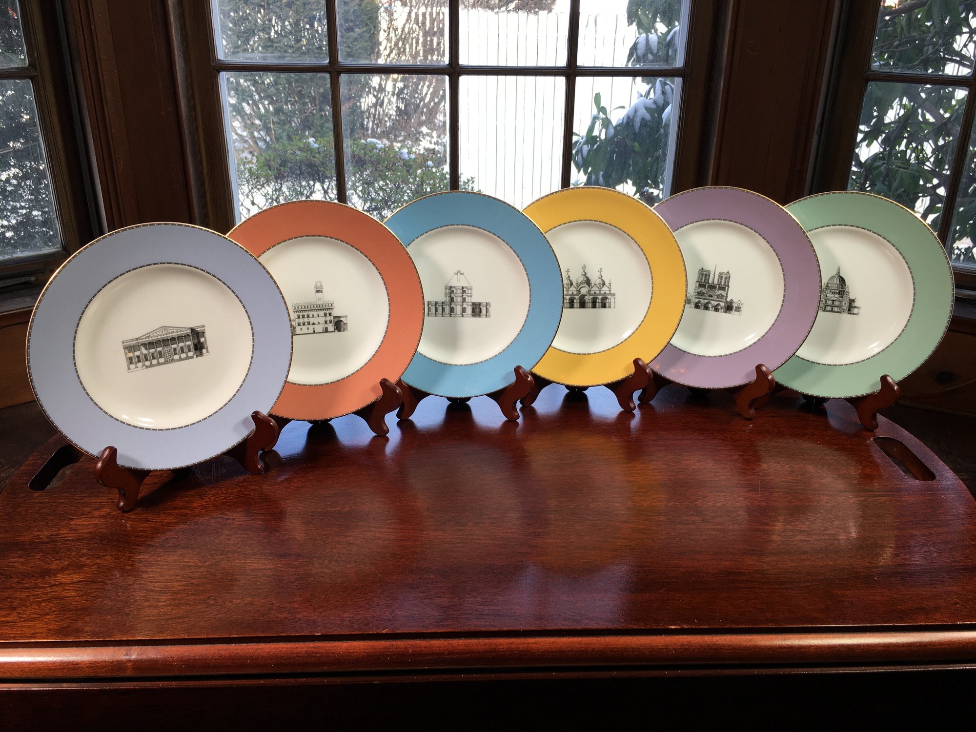 Spectacular Set Of 6 WEDGWOOD Grand Tour Collection Plates With Stands ...
