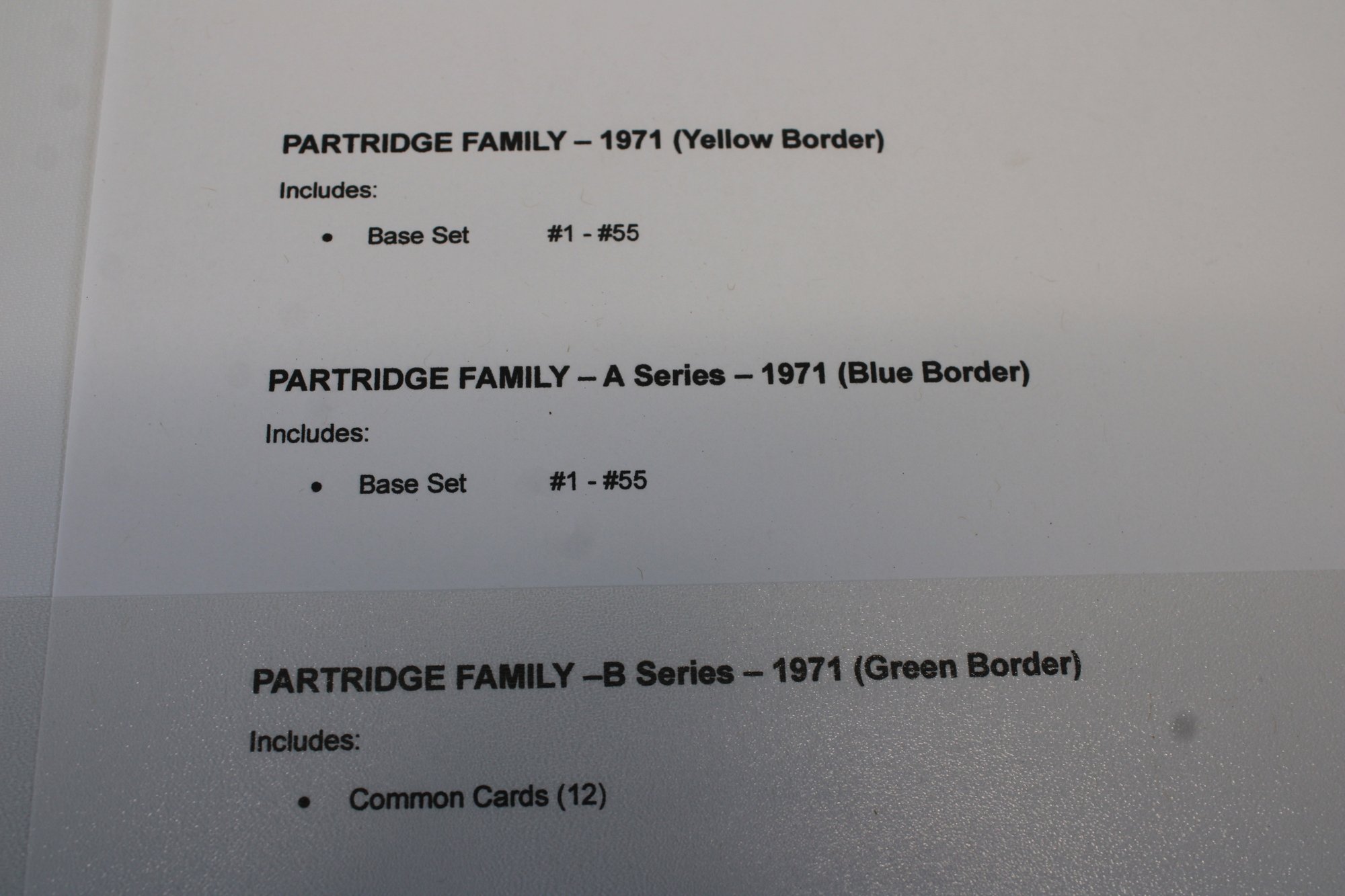 Vintage 1971 Partridge Family Trading Card Base Sets Yellow Border ...