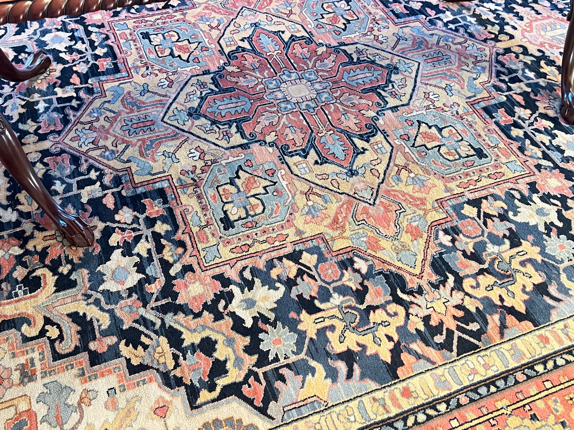 Huge Dining Room Karastan Wool Oriental Rug In The Navy Heriz Pattern ...