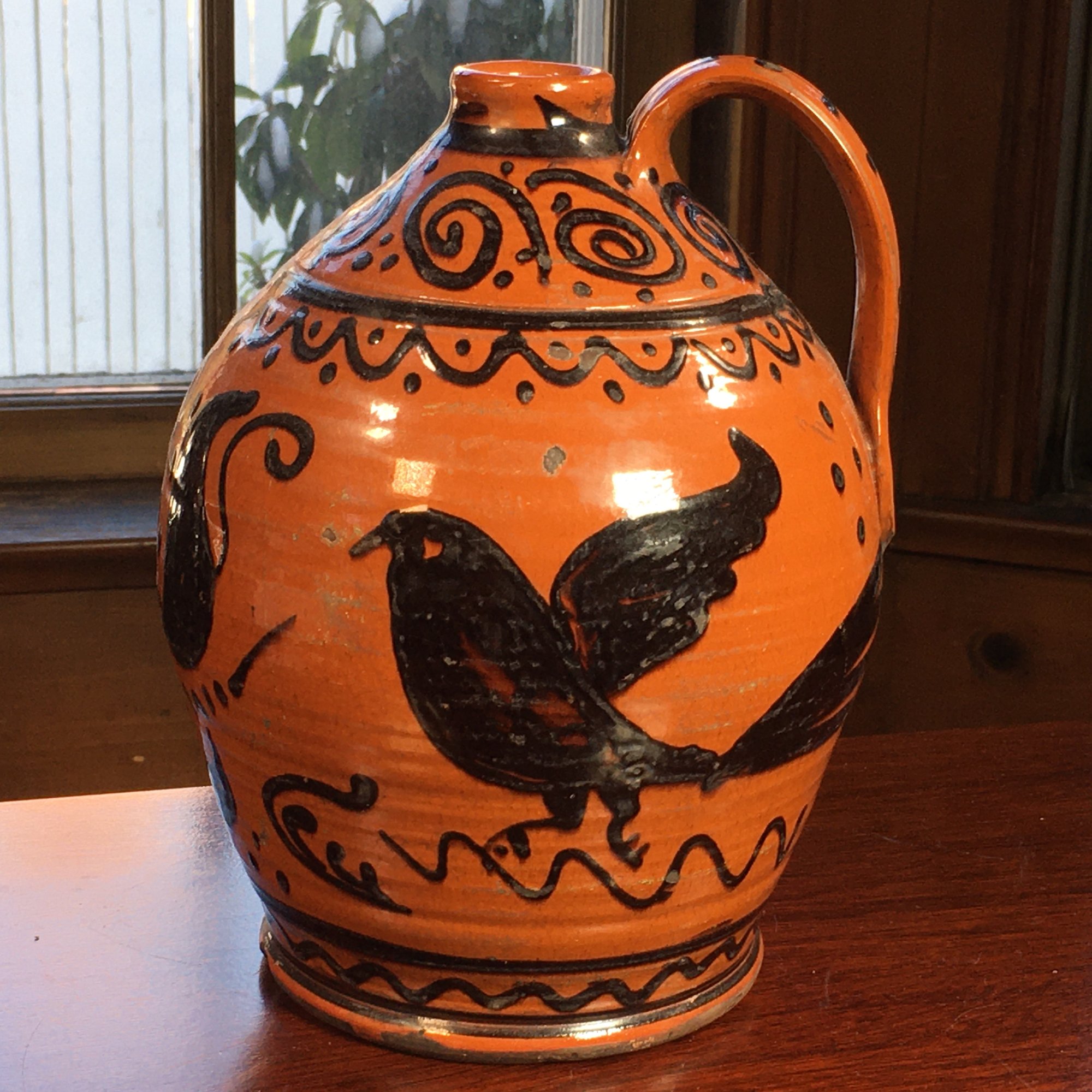 Fantastic Greg Schooner Redware Jug 1992 - With Images Of Black Birds ...