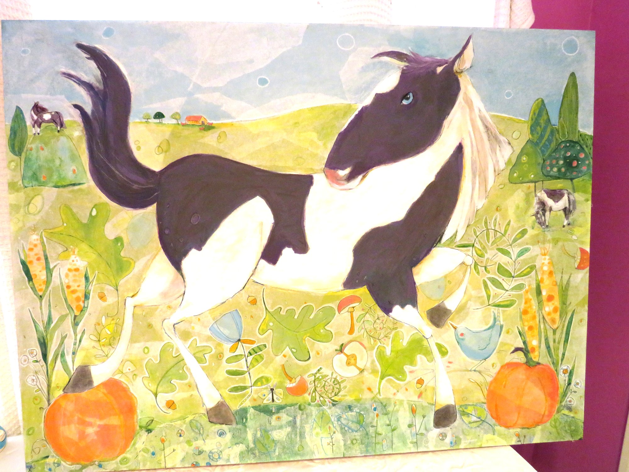 Huge Hand Painted Naive Art Rango Horse Painting #1952345 ...